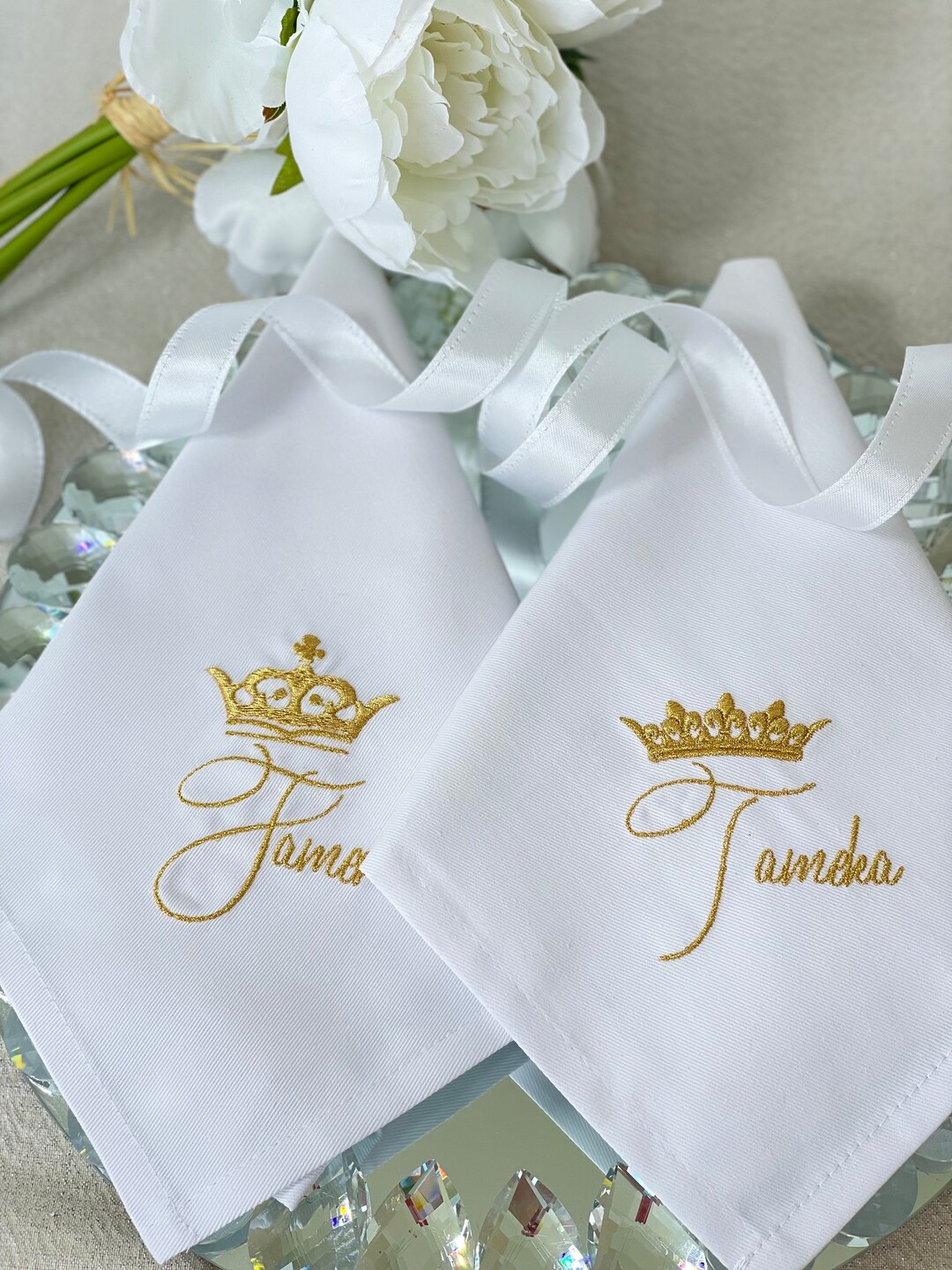 Bride and Groom Dinner Napkins Embroidered 100% Linen Napkins or Cotton ...