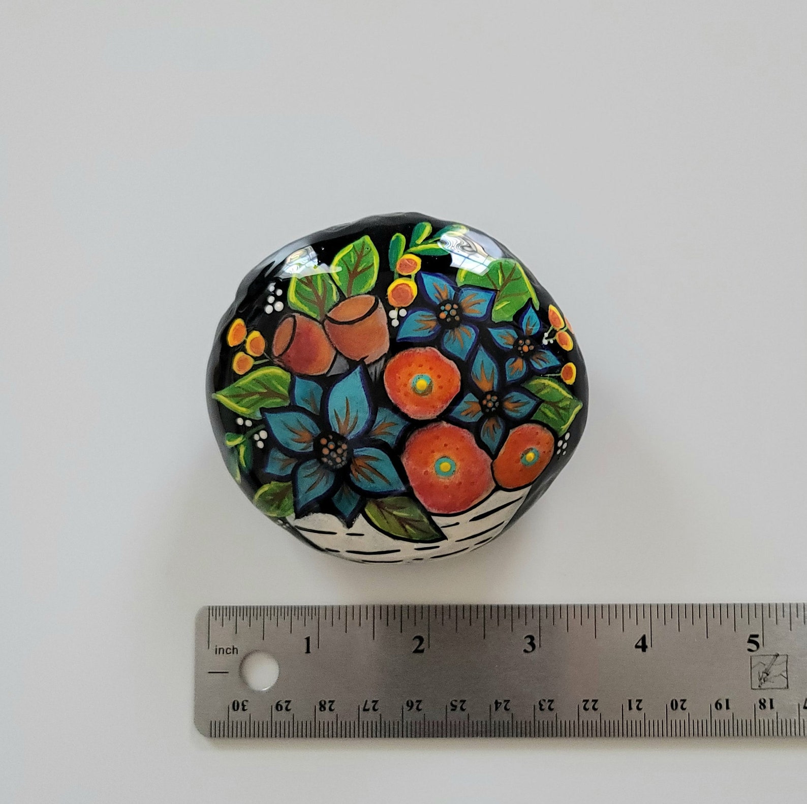 Flower Bouquet Hand Painted Stone - Etsy