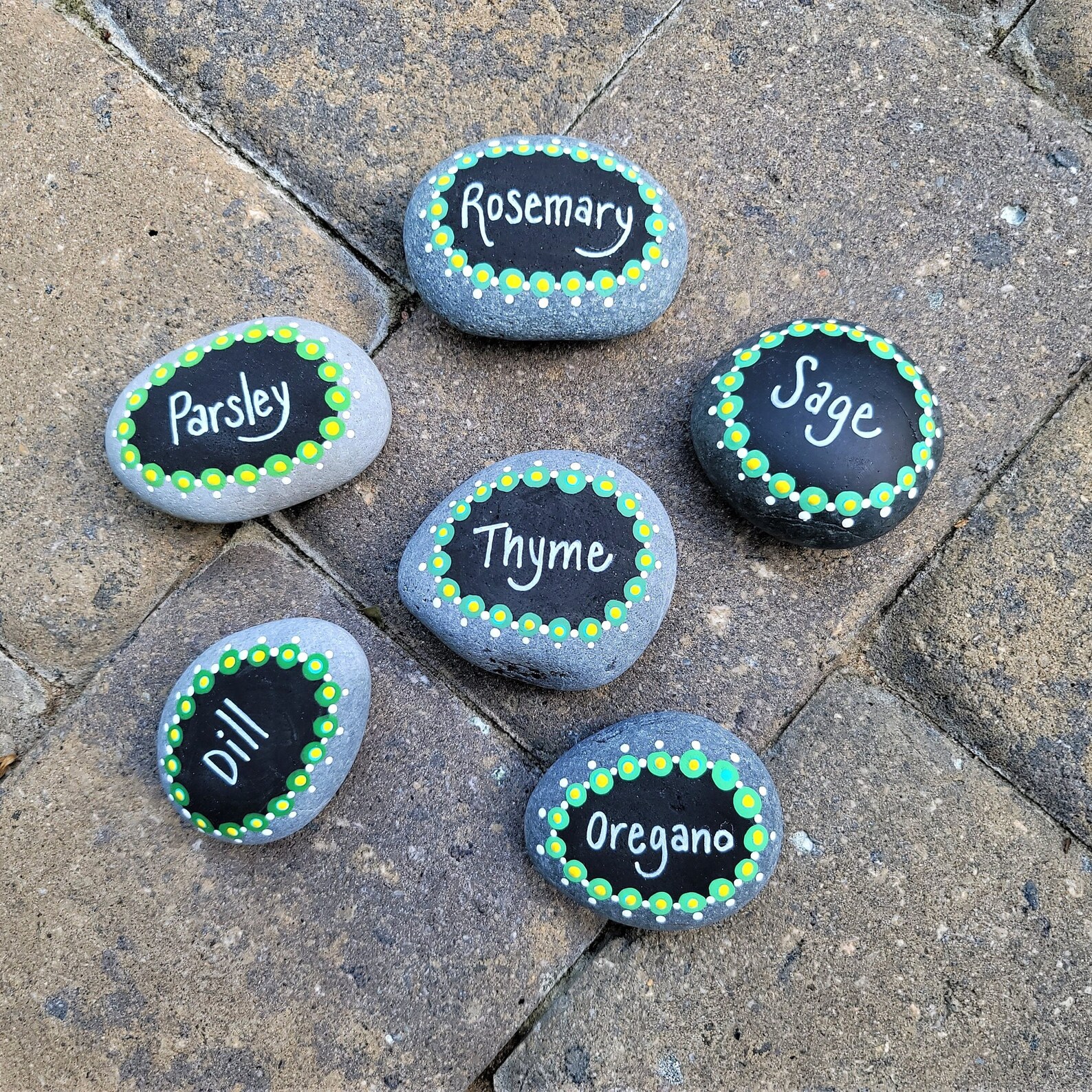 Herb Garden Stones (set of 6), Gardening Stones, Painted Rocks ...