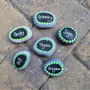 Herb Garden Stones (set of 6), Gardening Stones, Painted Rocks ...