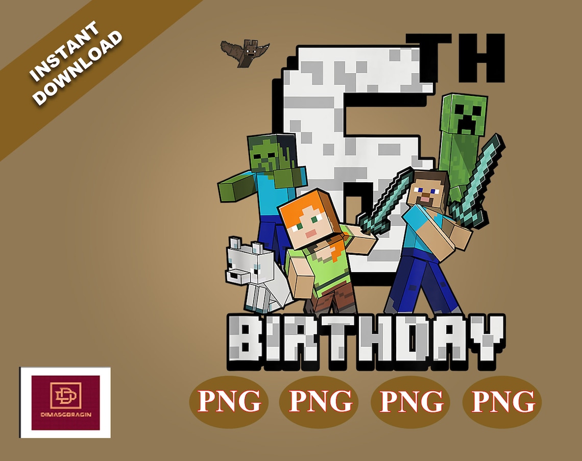 Minecraft Group Shot Happy 6th Birthday Minecraft Birthday | Etsy