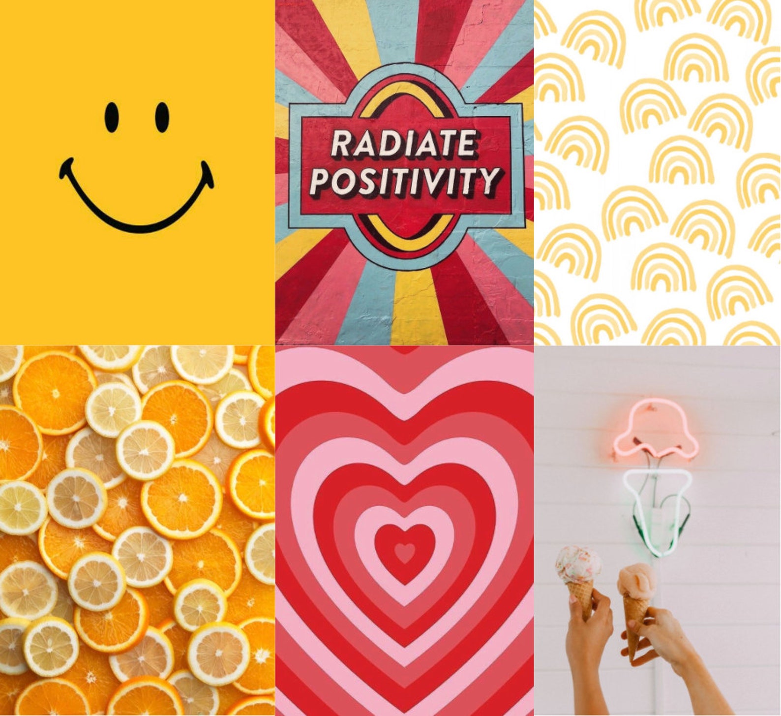 Trendy Happy Vibes Quotes Aesthetic Wall Collage Kit - Digital Download ...