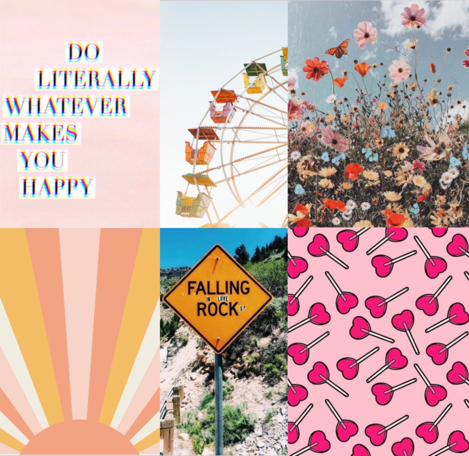 Trendy Happy Vibes Quotes Aesthetic Wall Collage Kit - Digital Download ...