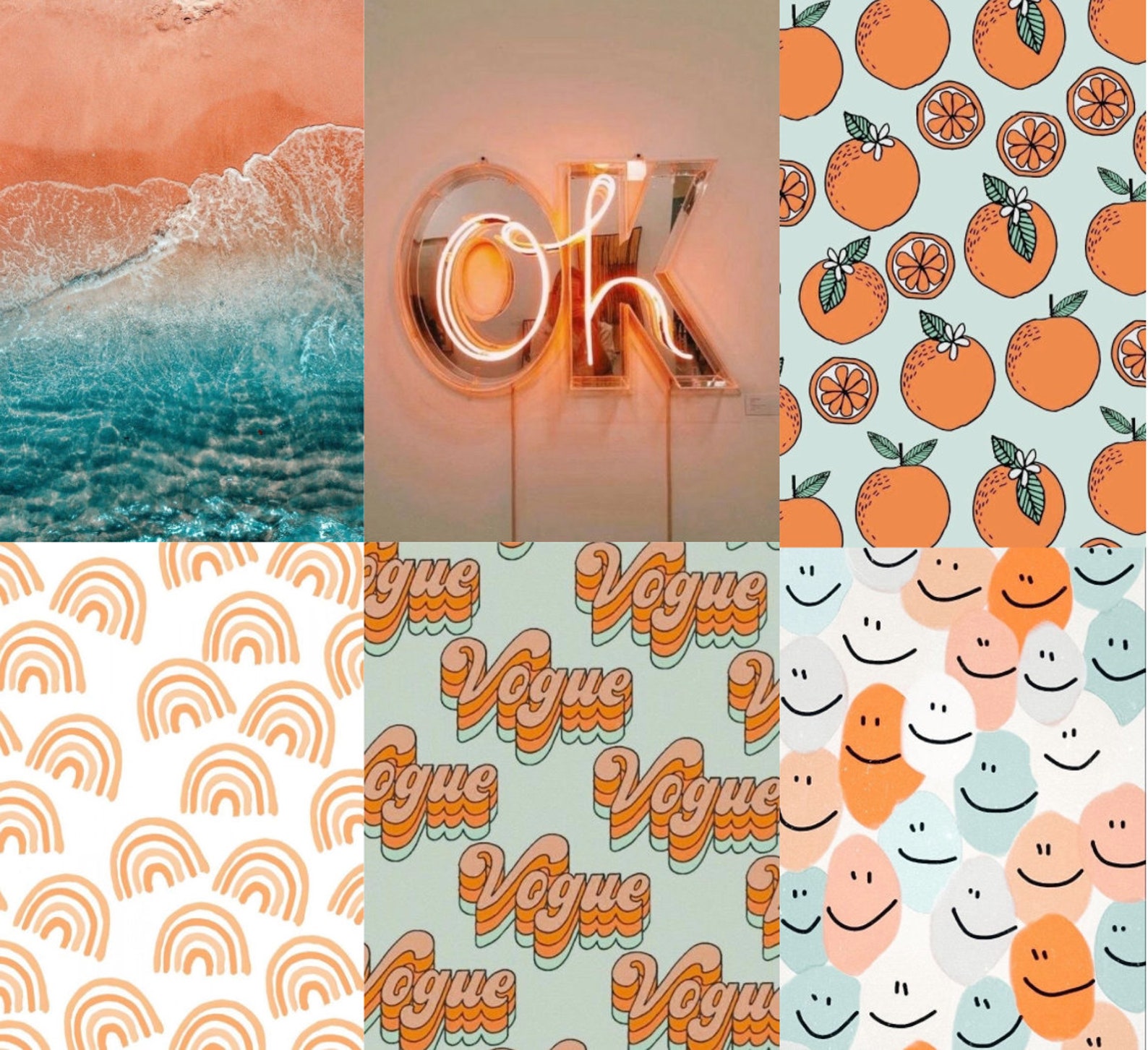 Trendy Peachy Vibes Aesthetic Wall Collage Kit - Digital Download ...