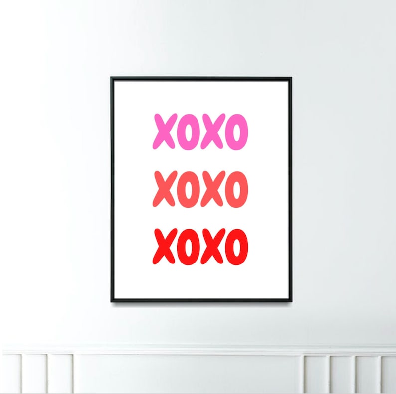 Trendy XOXO Pink & Red Wall Art. XOXO Print. Art Print. XOXO Poster ...
