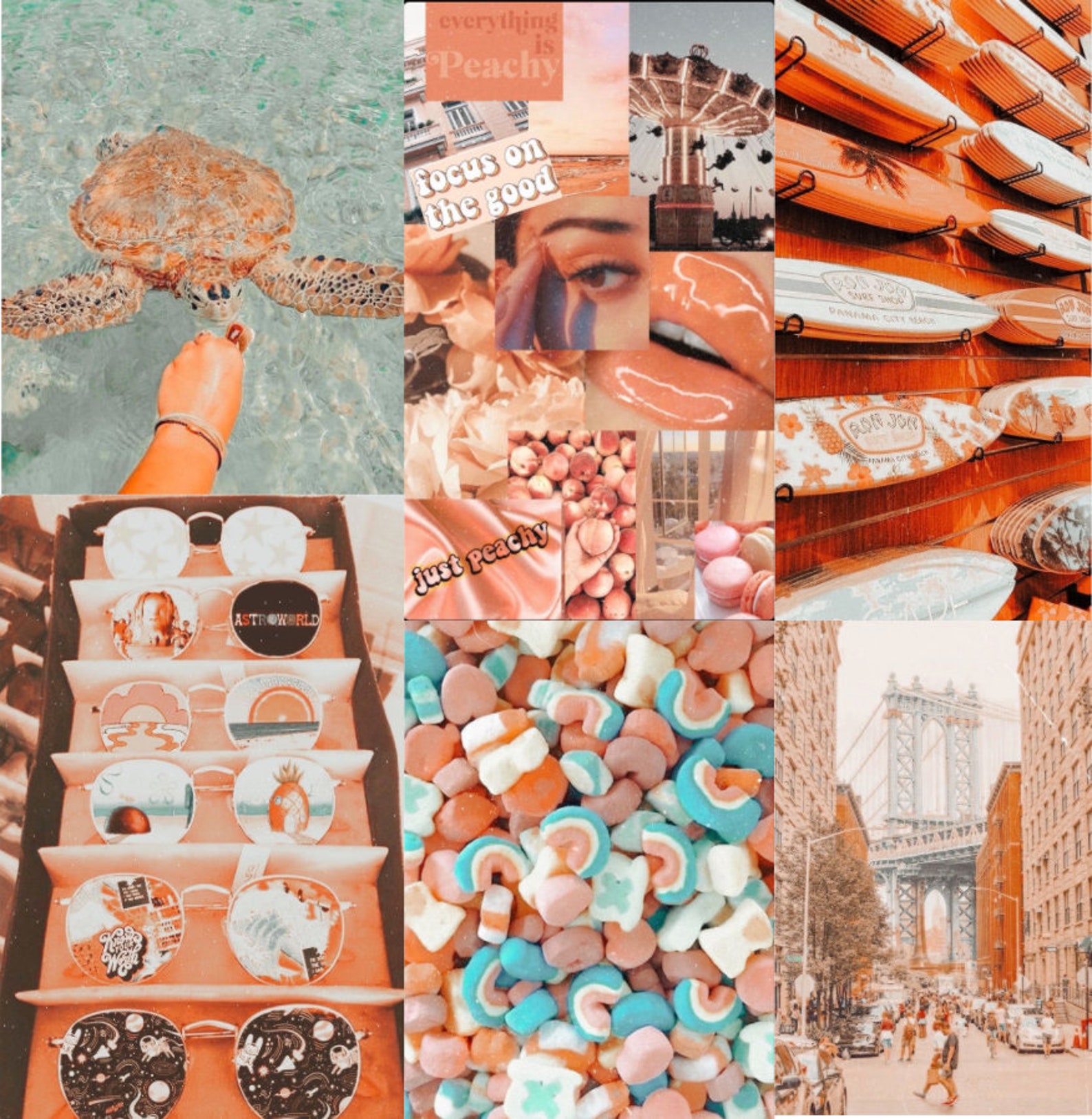 Light Orange Peachy Vibes Aesthetic Wall Collage Kit - Digital Download ...