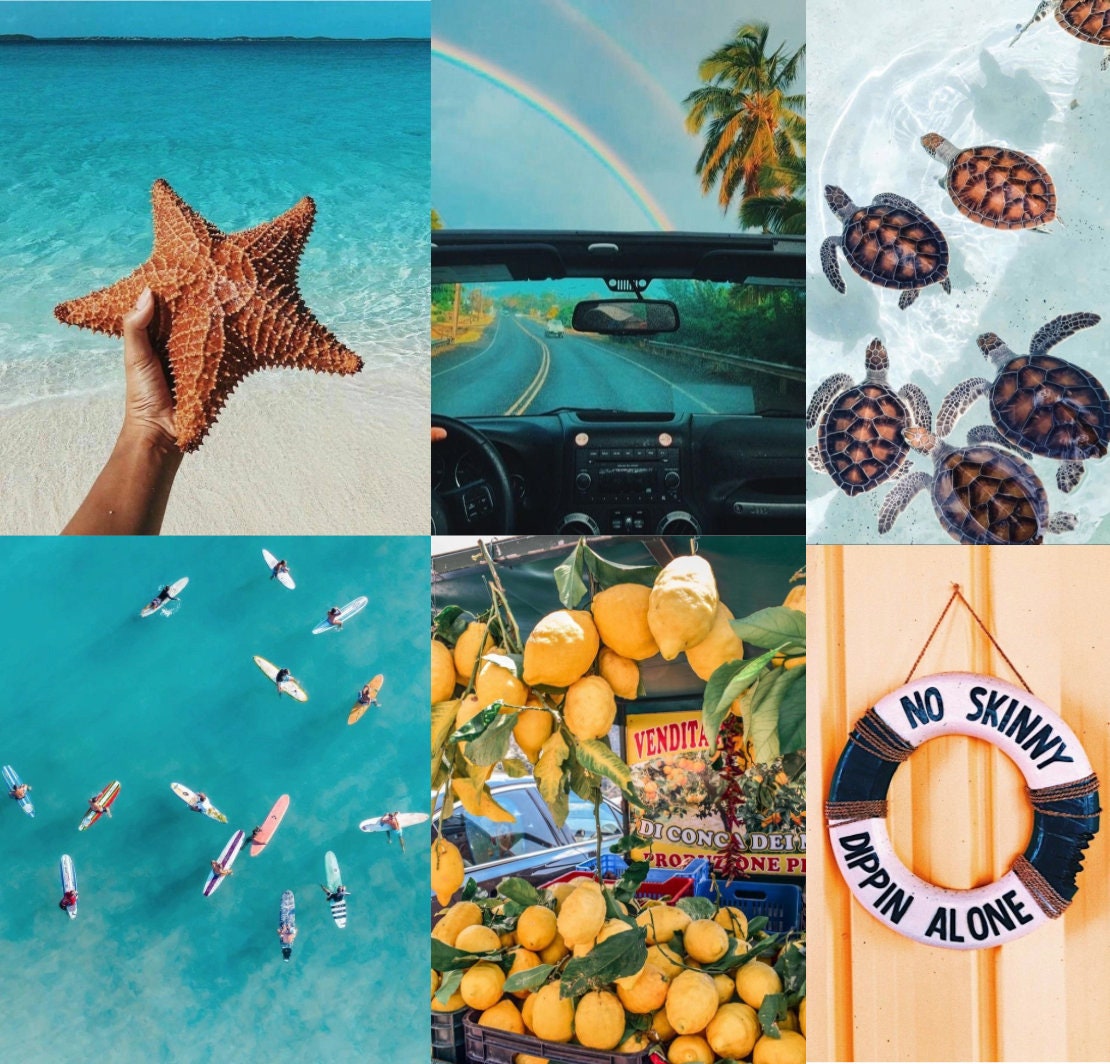 Chill Summer Beachy Vibes Aesthetic Wall Collage Kit Descarga Digital ...
