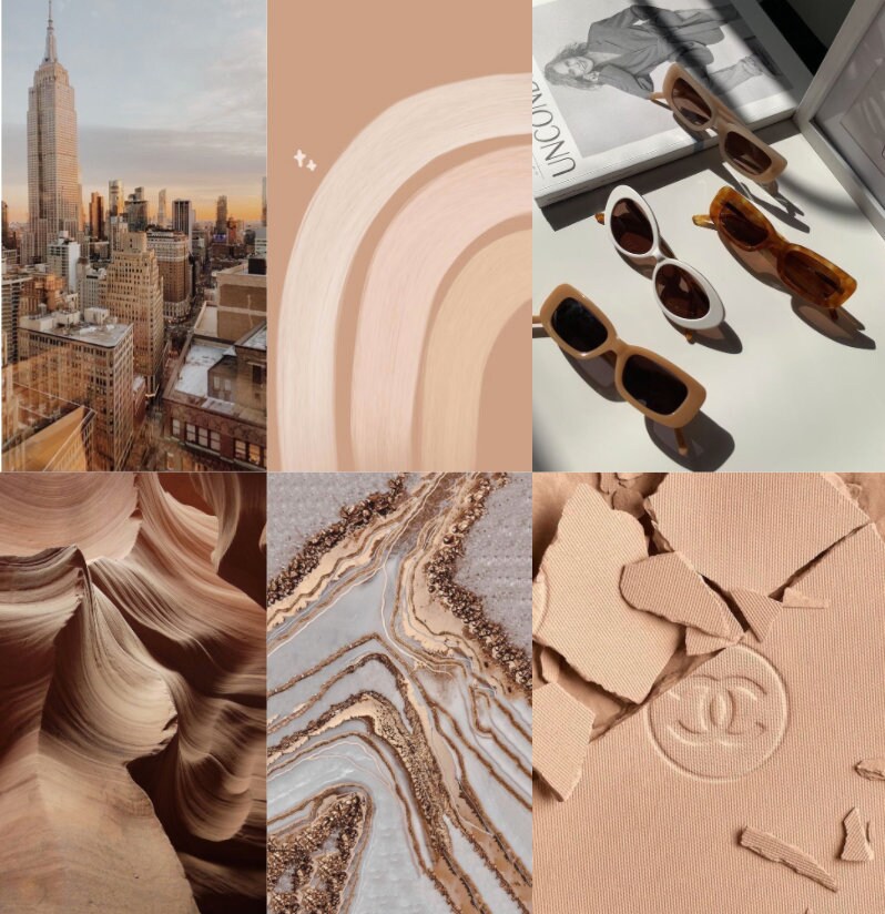 Boho Beige Trendy Aesthetic Wall Collage Kit - Digital Download - 70pcs ...