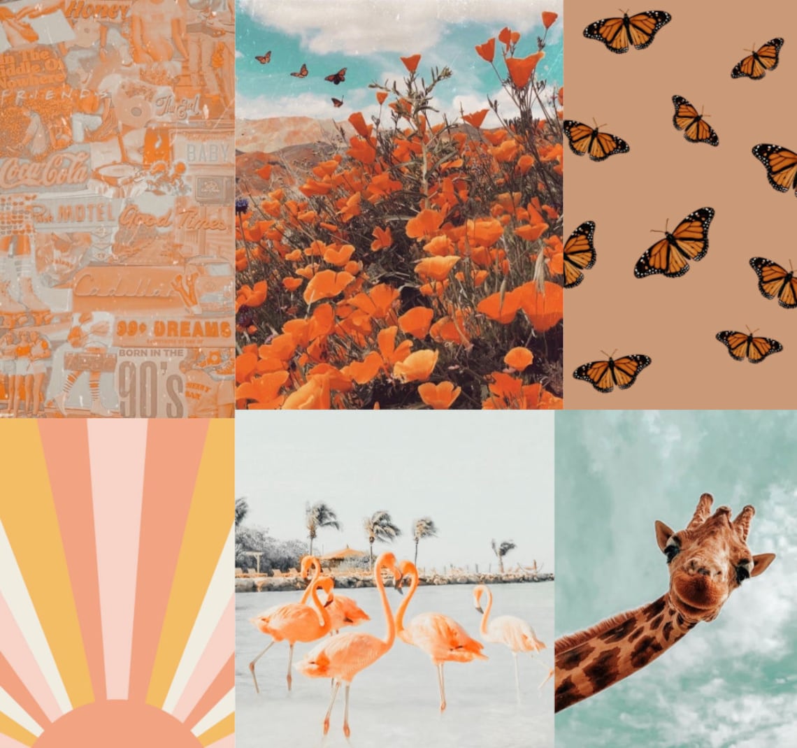 Trendy Peachy Vibes Aesthetic Wall Collage Kit - Digital Download ...