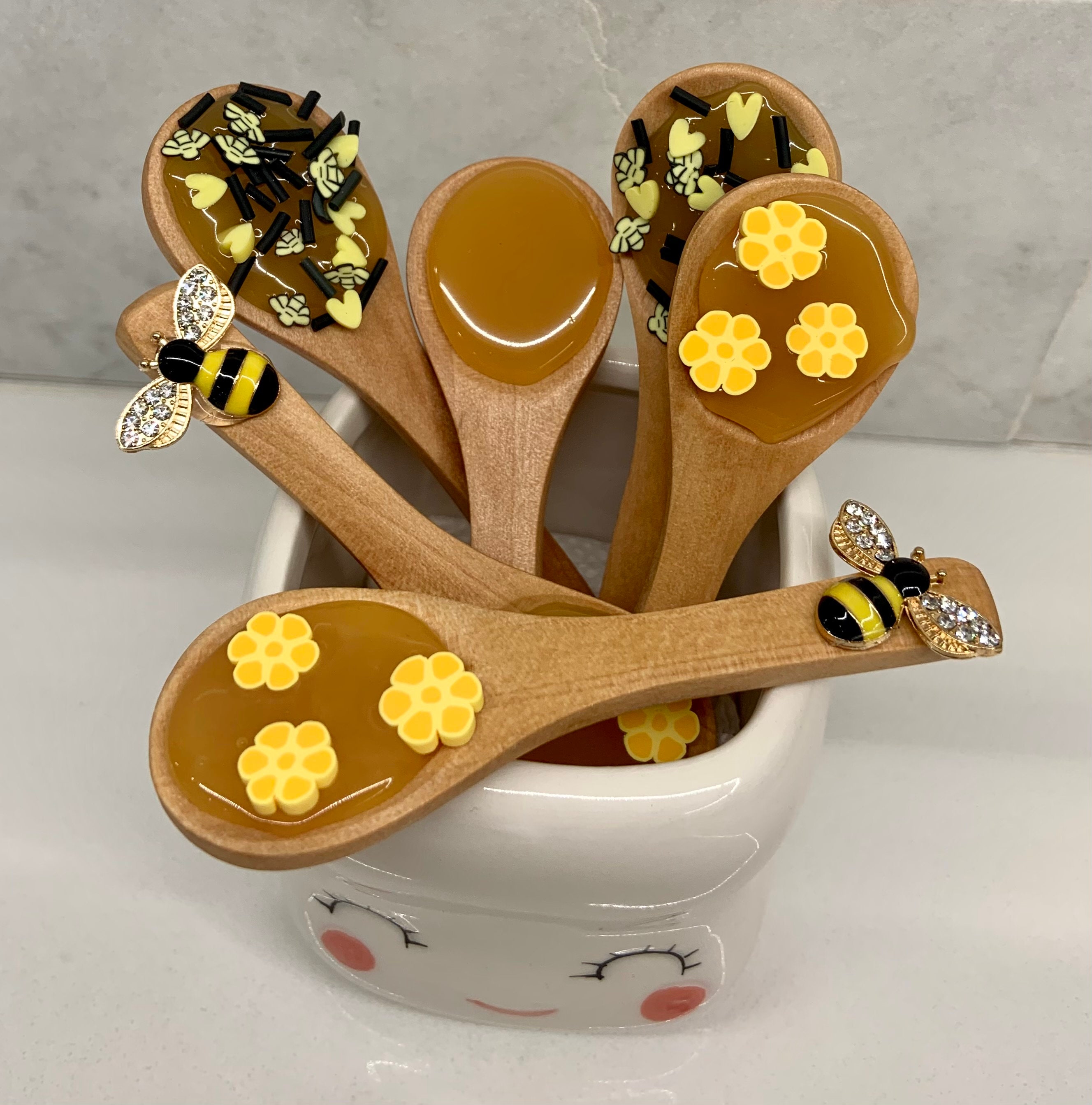 Mini Wooden Spoons | Honey Tiered Tray Decor | Bee Tiered Tray Decor ...