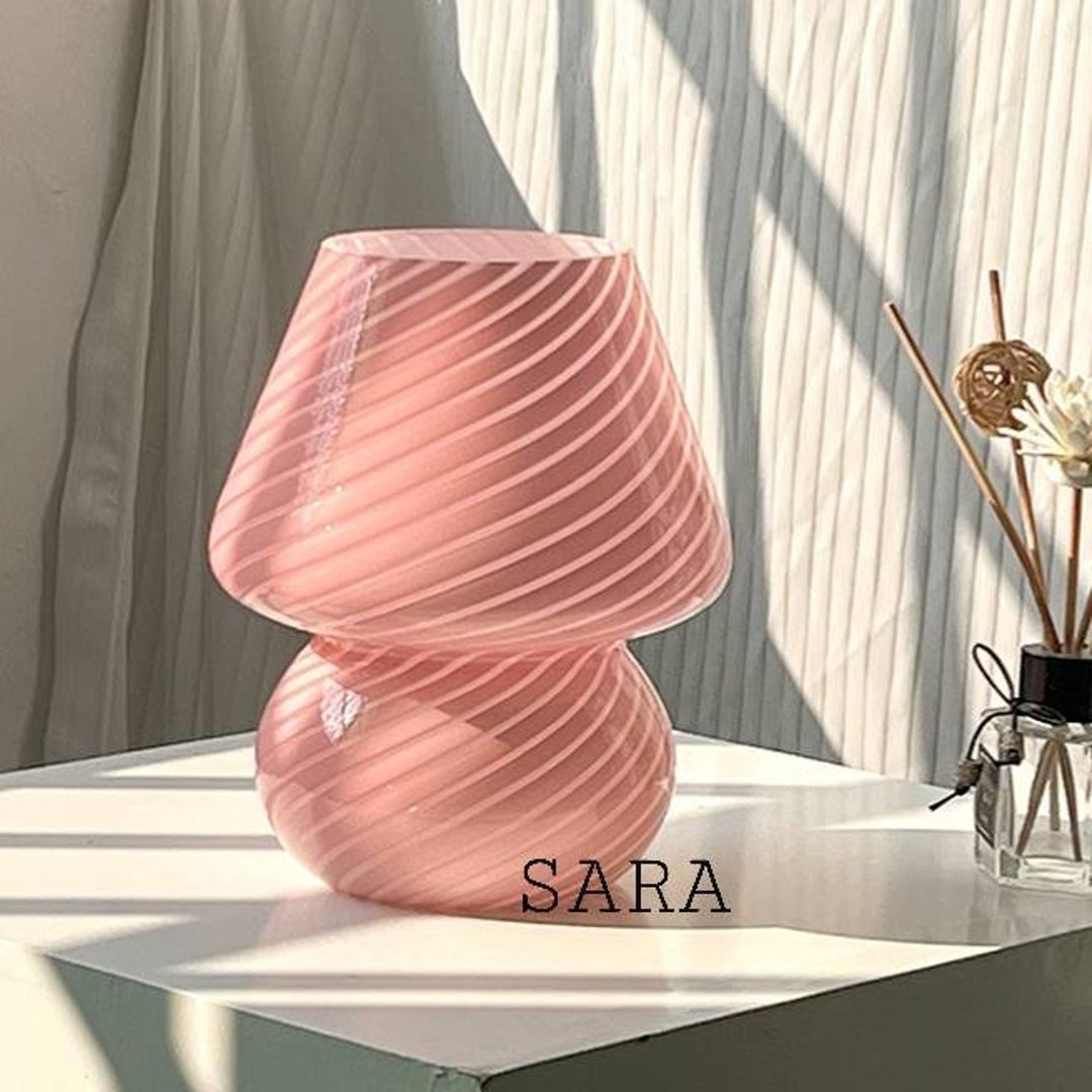 Pink Table Lamp Modern Table Lamp Glass Bedside Table Etsy