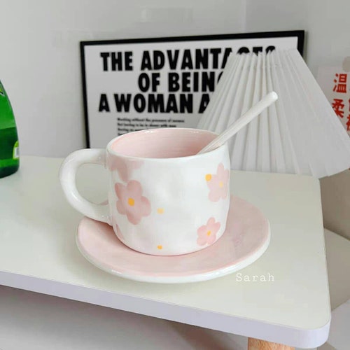 Cute Mug Aesthetic Cute Mug Pink Handmade Gift Ceramic - Etsy