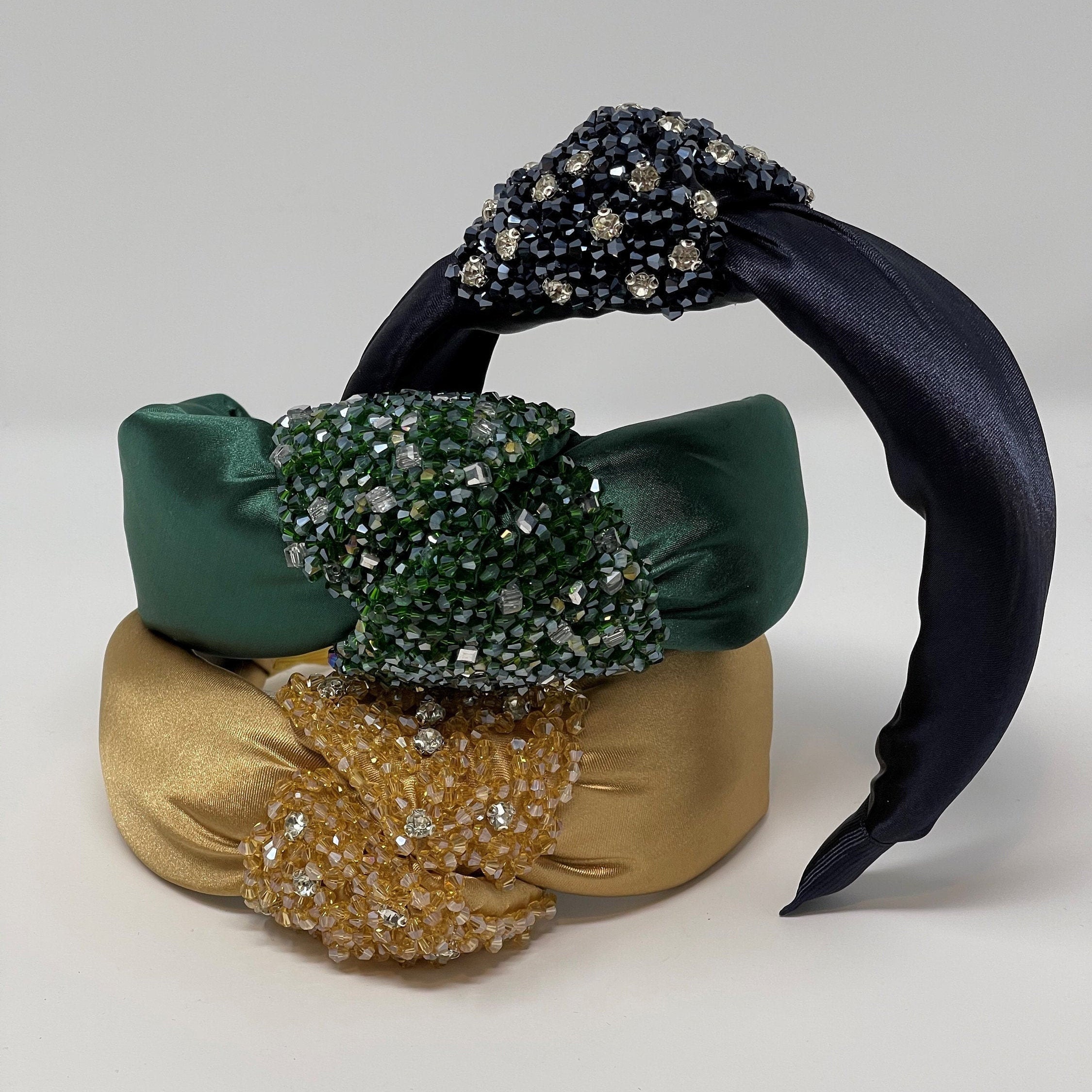 Jeweled Headbands, Satin, Padded, Jewel Tones, Headwear, Handmade ...