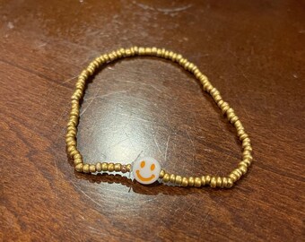 Dainty Gold With Color Pop Smile Face Beaded Bracelet - Etsy