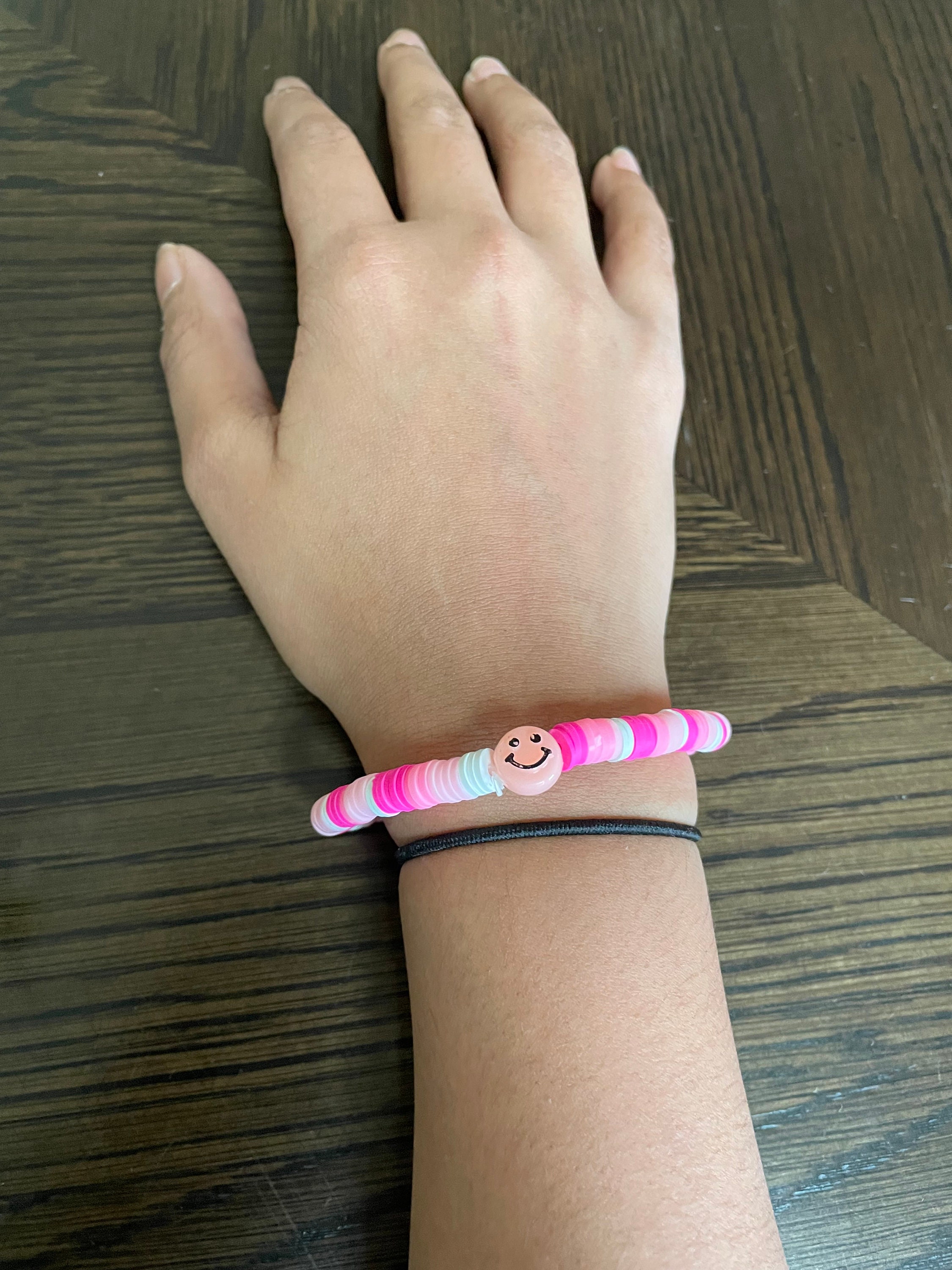 Pink Smiley Face Bracelet - Etsy