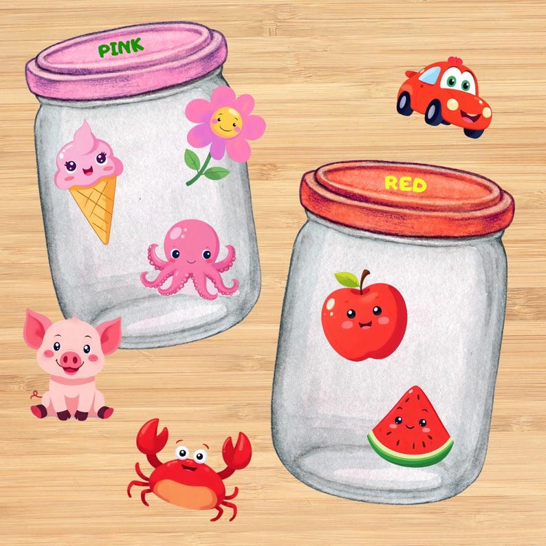 Color Sorting Jars Printable: Montessori Toddler Learning Activity (PDF ...