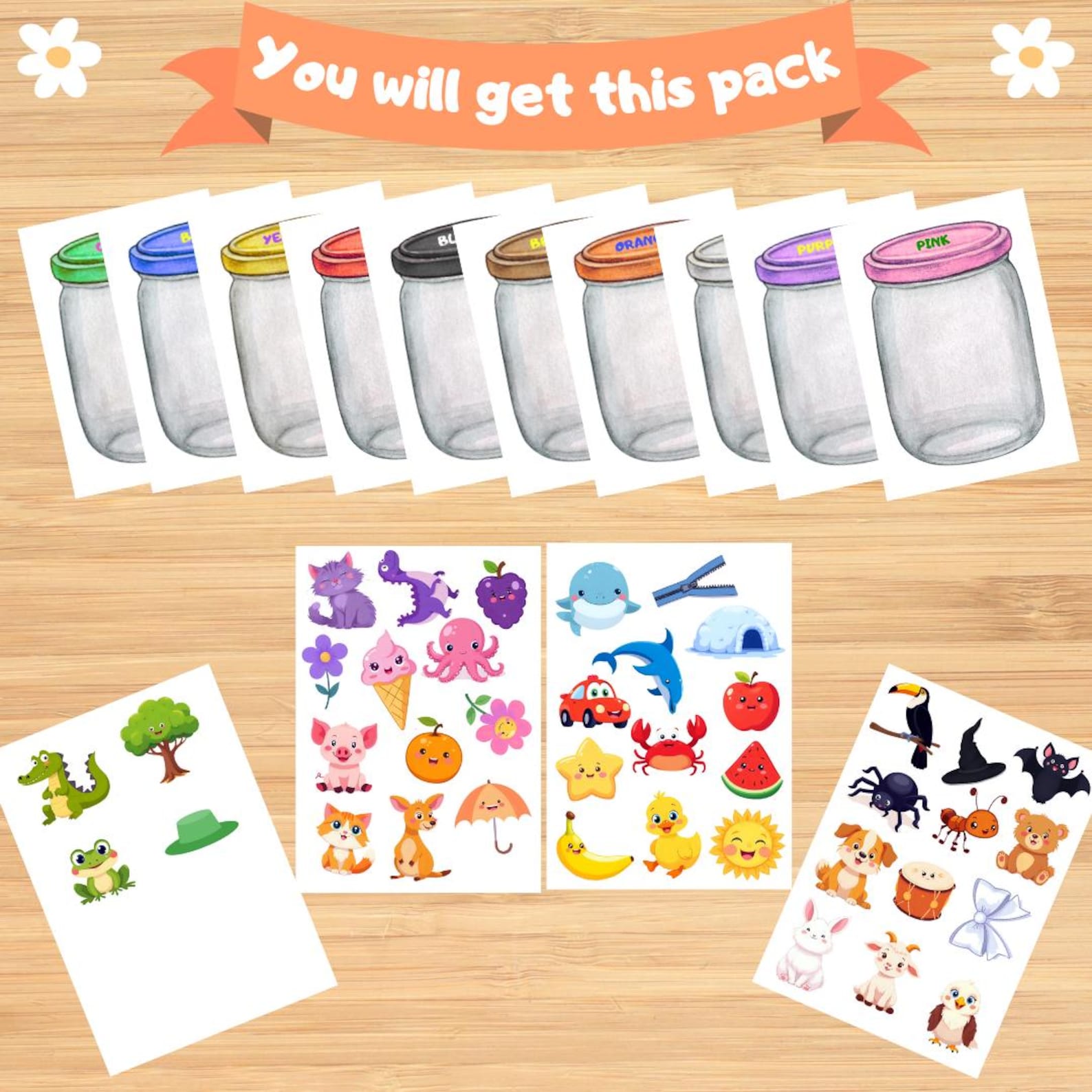Color Sorting Jars Printable: Montessori Toddler Learning Activity (PDF ...