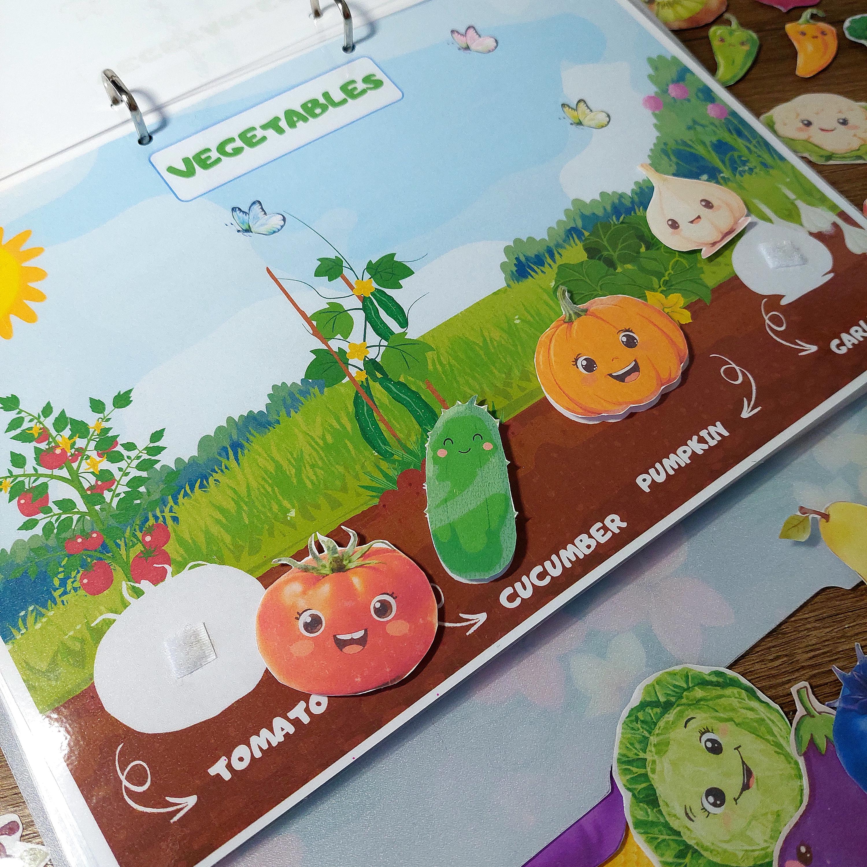 Fruits & Vegetables Shadow Matching Busy Book – Montessori Learning ...