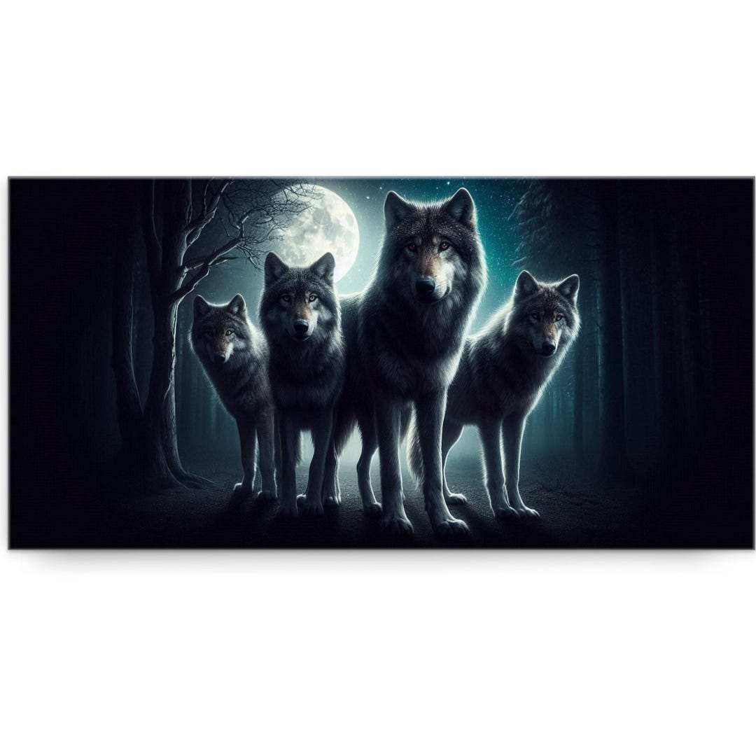 Wildlife Wolf Pack Painting for Bedroom - Wolf-themed Nature Art Canvas ...