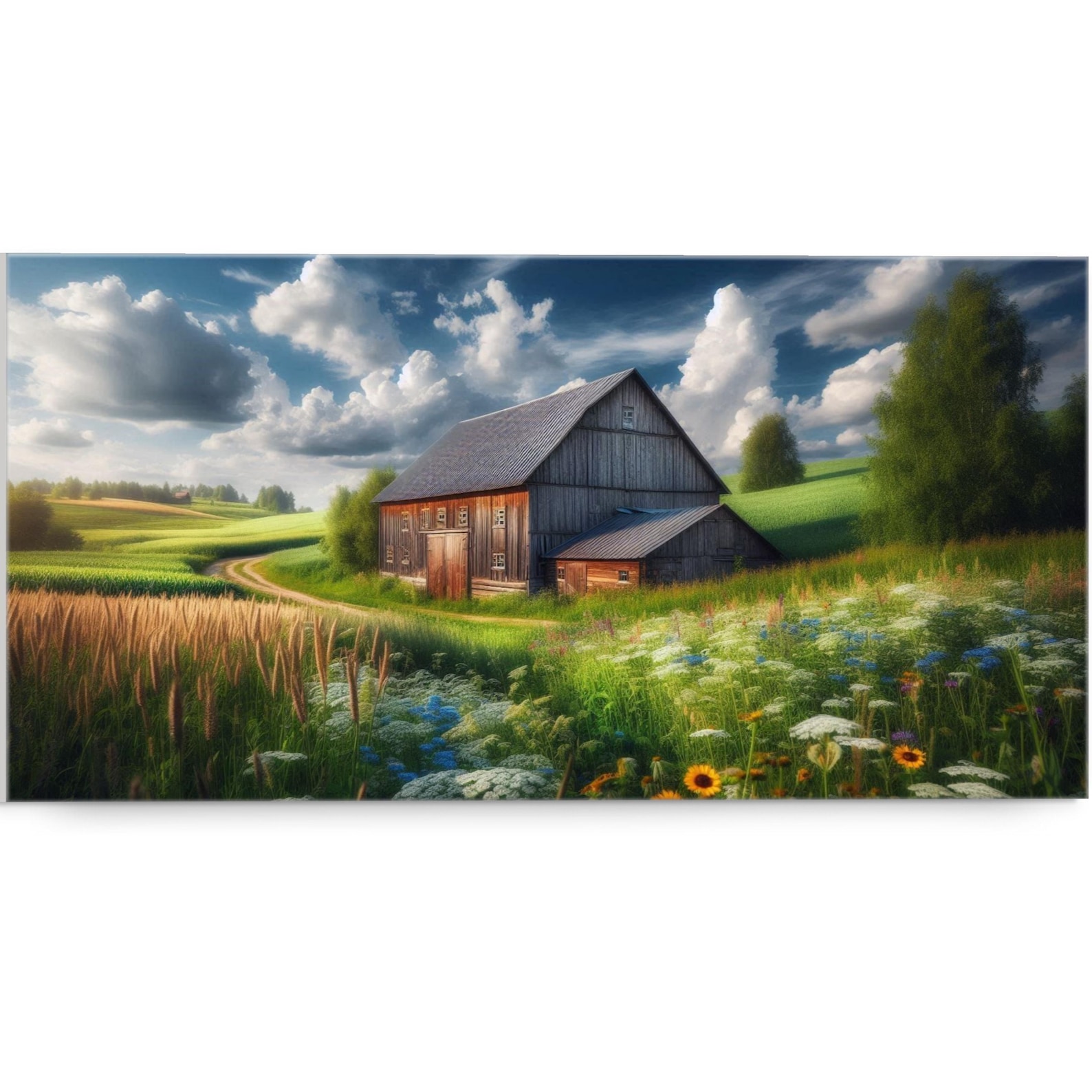 Rustic Country Barn Landscape Canvas - Vintage Farmhouse Barn Wall Art ...