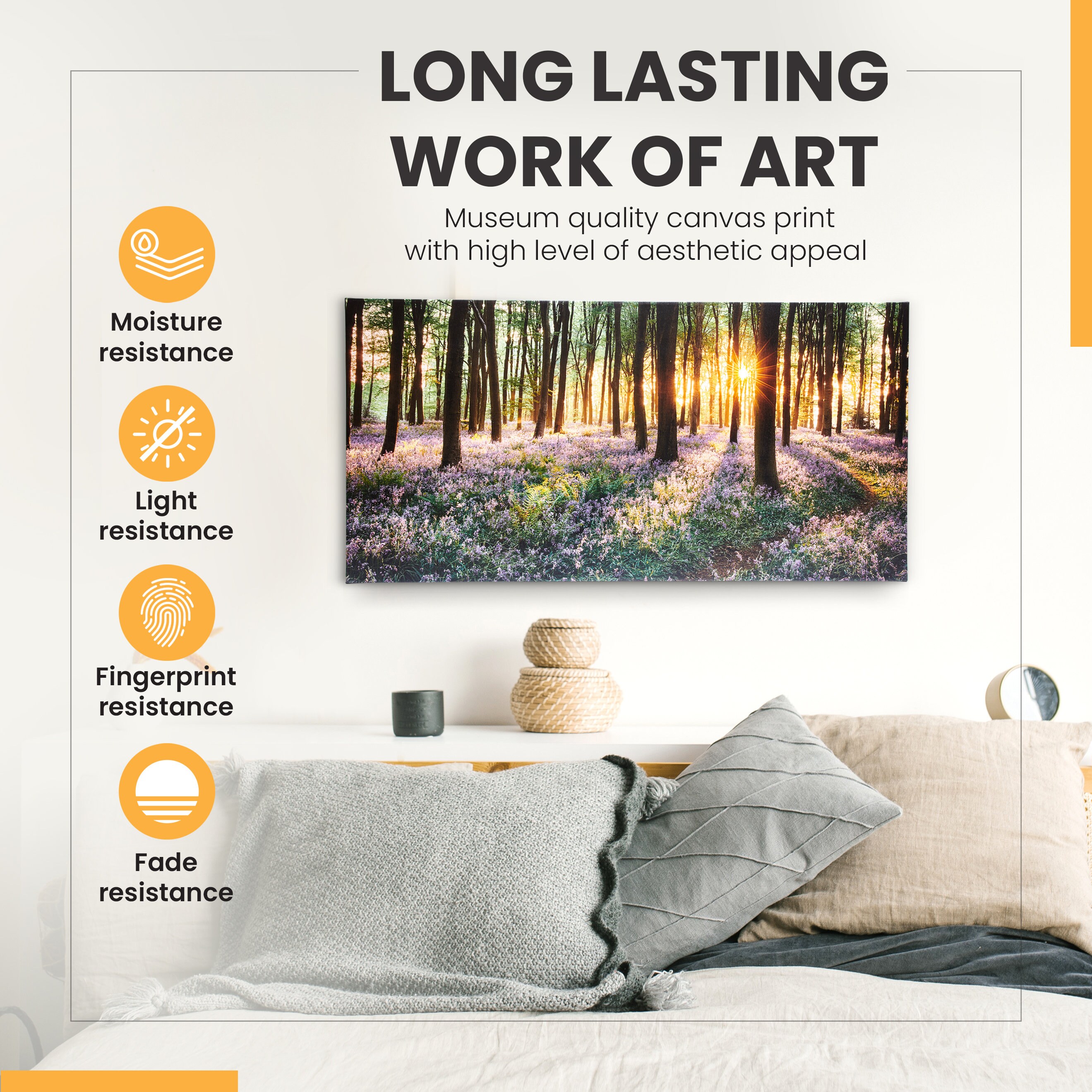 Sunshine Tree Canvas Wall Art Green Forest Print Beautiful Forest Wall ...