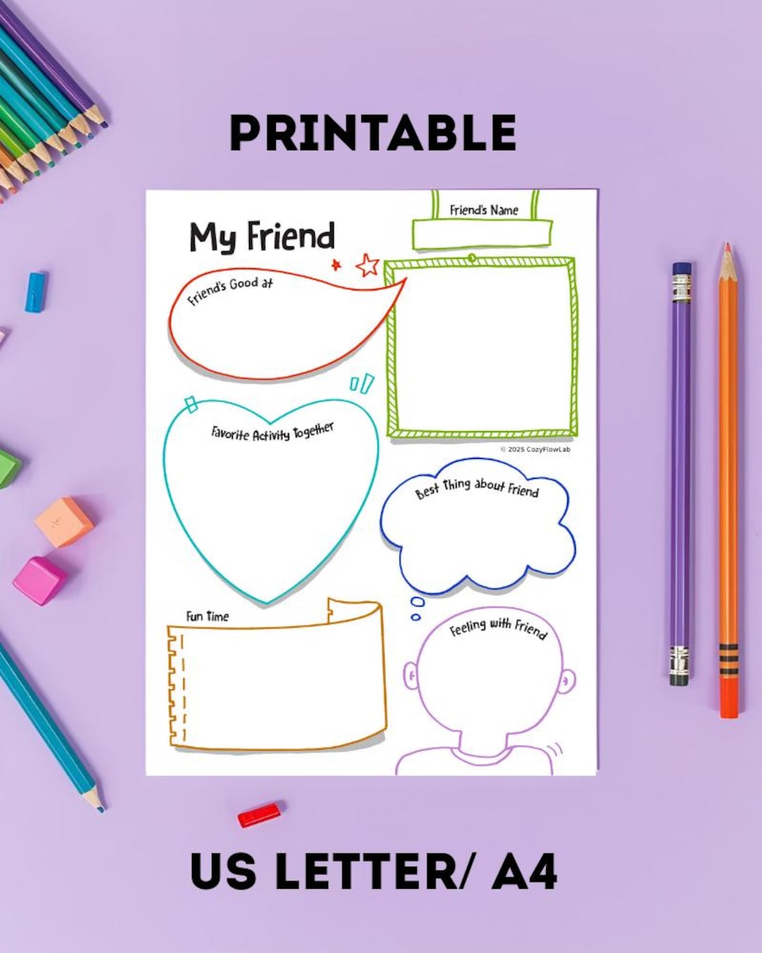 Friendship Activity Worksheet: My Friend Printable for Kids (PDF) - Etsy