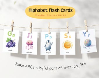 Color Alphabet Flashcards: ABC Learning Cards, Kids Room Art (PDF, JPG ...