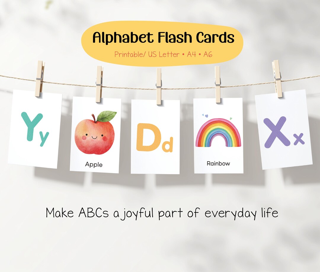 52 Color Alphabet Flashcards Printable: A-Z Educational Cards (PDF) - Etsy