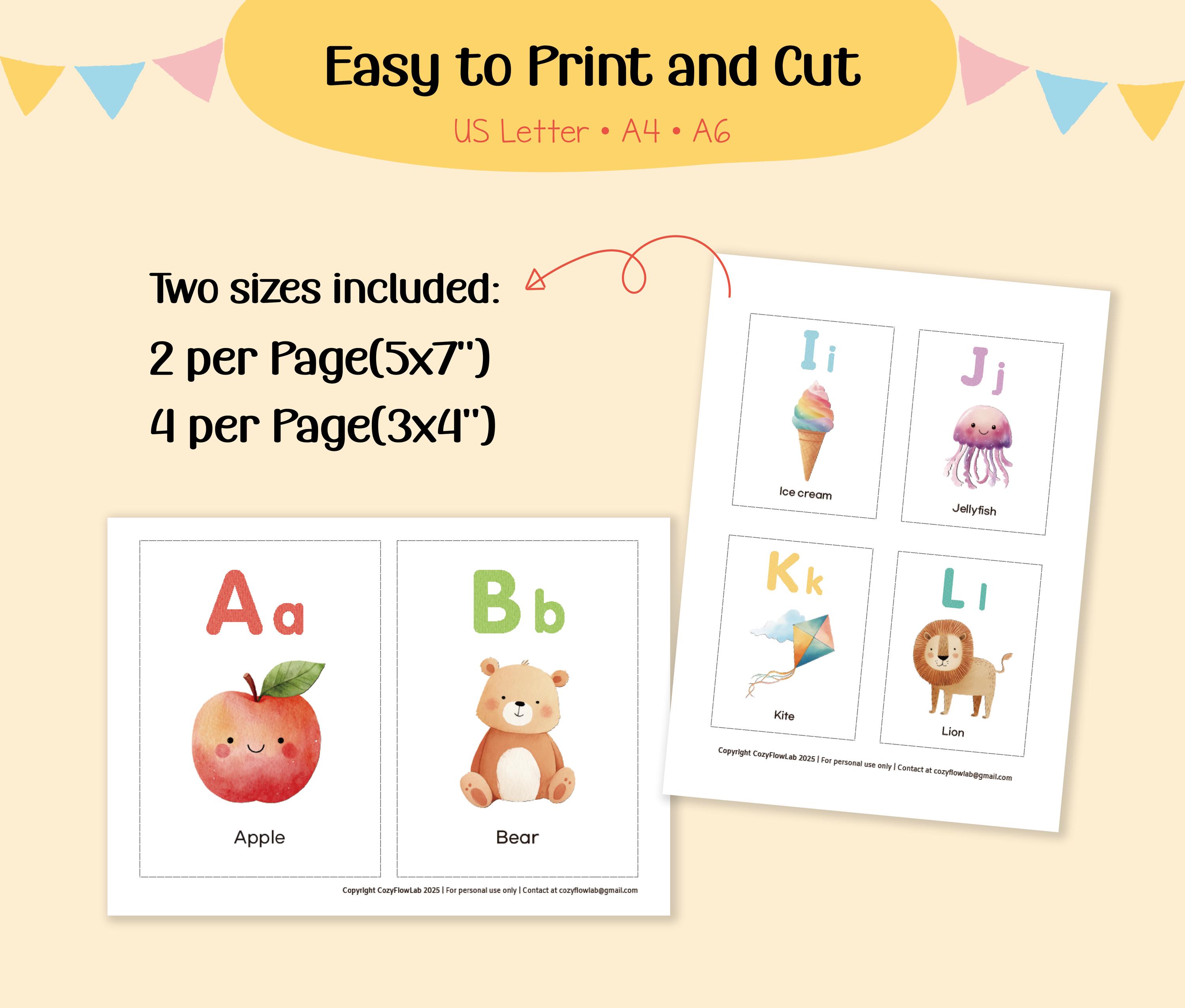 Color Alphabet Flashcards: ABC Learning Cards, Kids Room Art (PDF, JPG ...