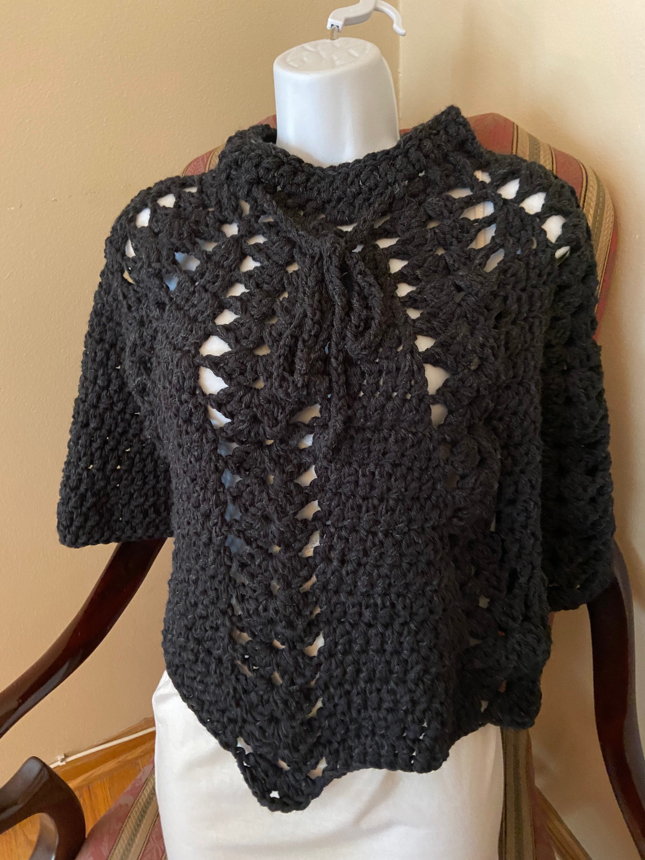 Black Goth Poncho - Etsy