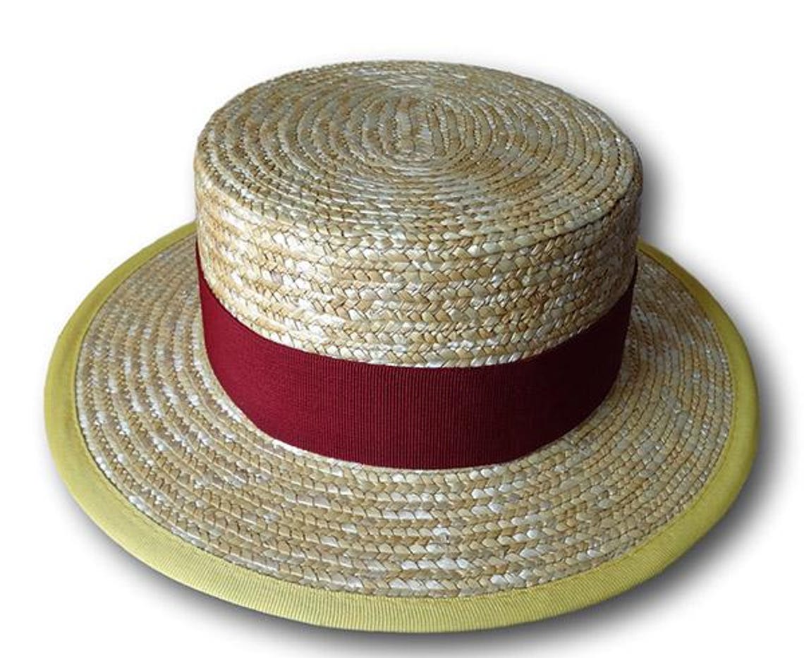Girls / Ladies Straw Boater With Maroon Hat Band & Tails - Etsy
