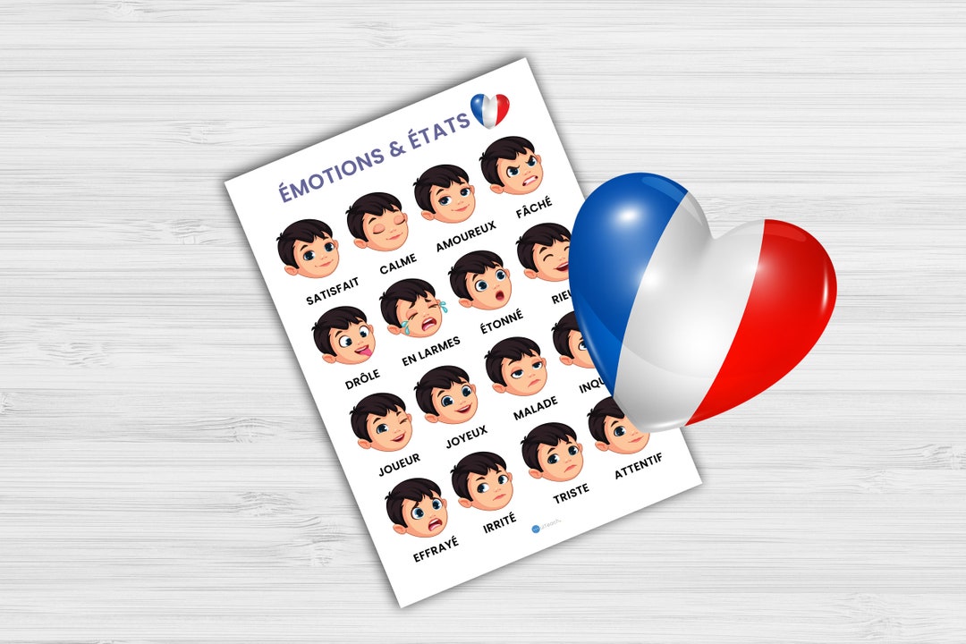 French Learning Poster | 1 Poster About Emotions and Moods That Will ...