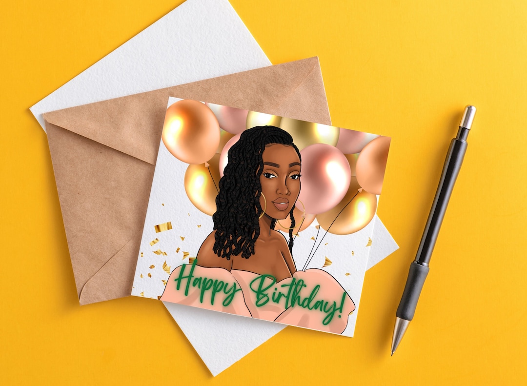 Black Woman Locs Birthday Card, African American Bestie - Etsy