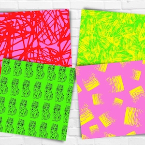 Bright Abstract Digital Paper, Primary Colors, Instant Download ...