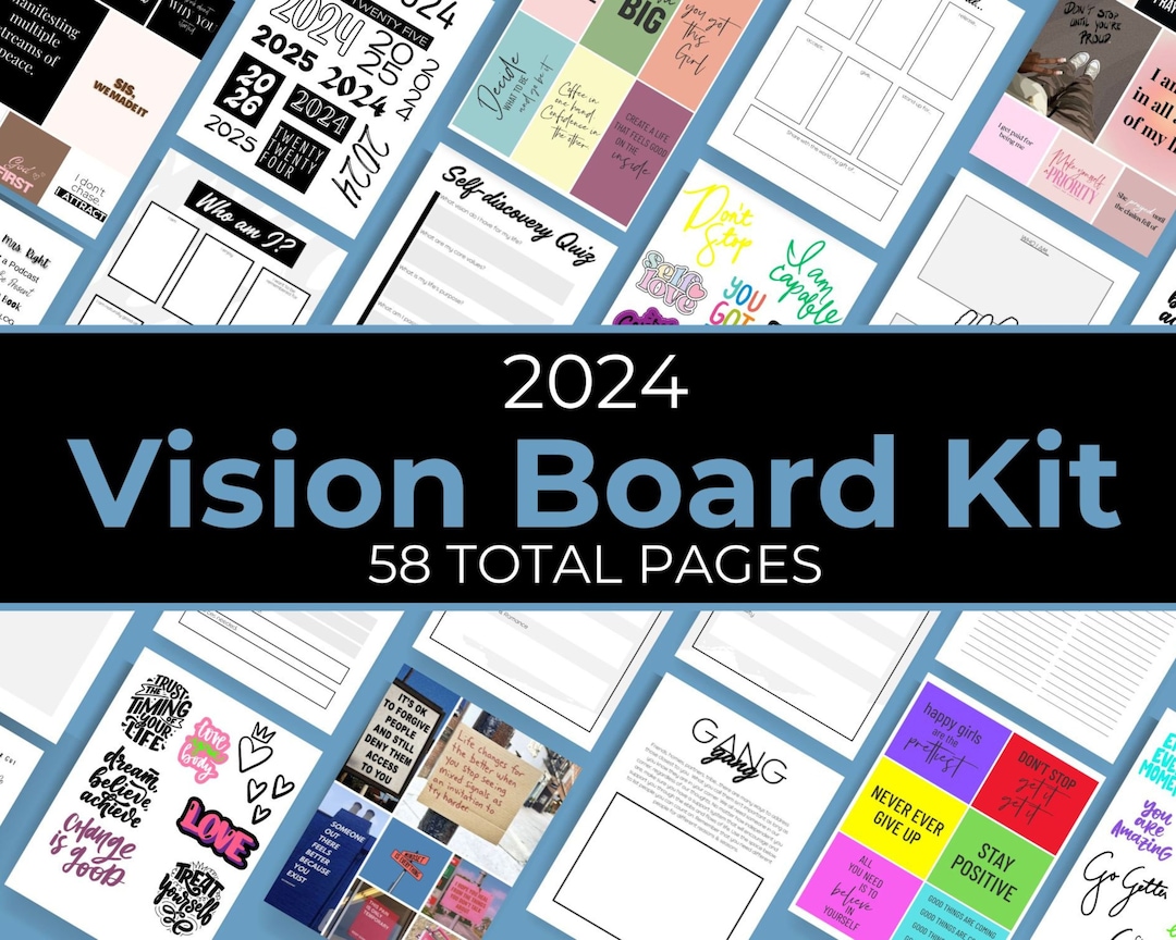 2024 VISION BOARD KIT, Affirmations, Manifestation Kit, Goal Planner ...