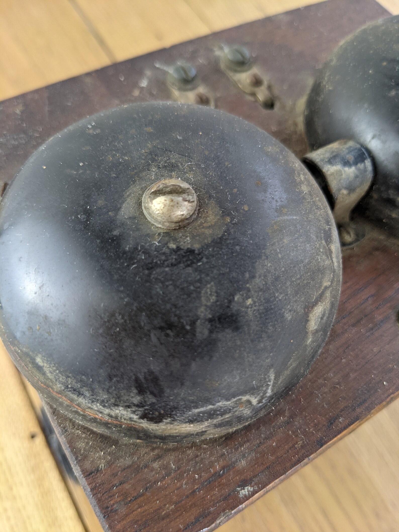 Vintage Phone Bell - 1920s Double Bell Telephone Ringer - Wooden Box ...