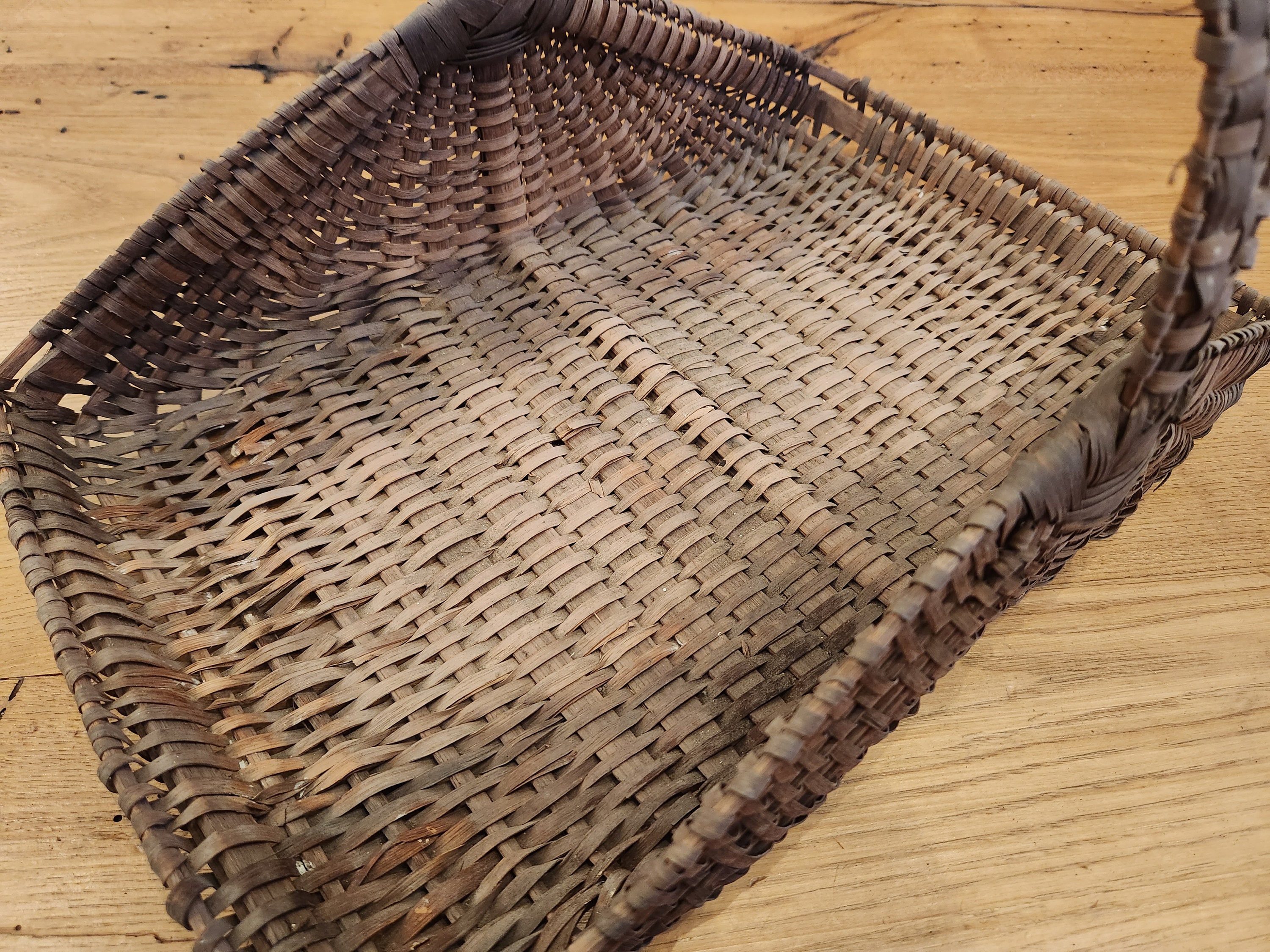 Antique Gathering Basket - Vintage Split Wood Woven Basket - Antique ...