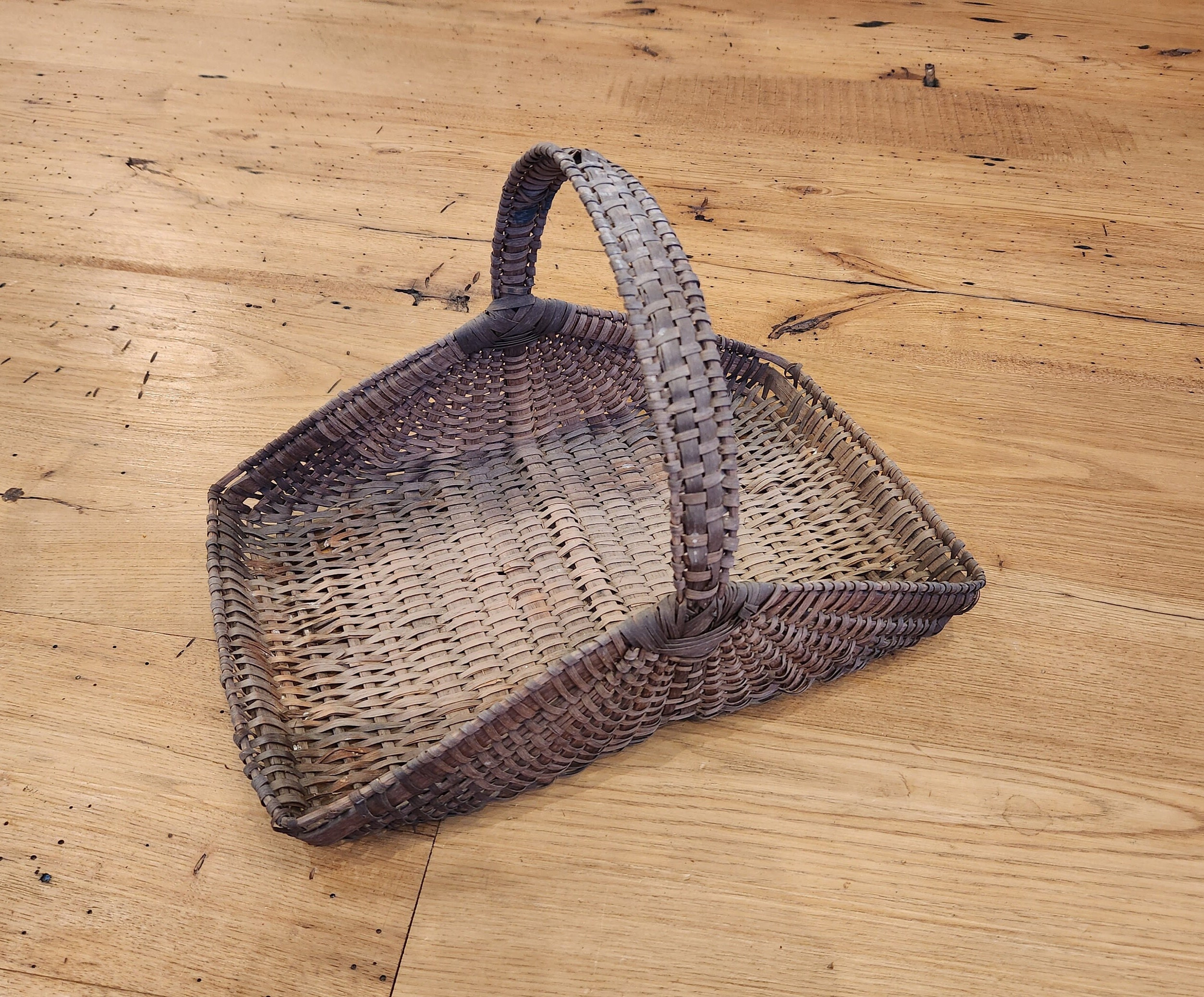 Antique Gathering Basket - Vintage Split Wood Woven Basket - Antique ...