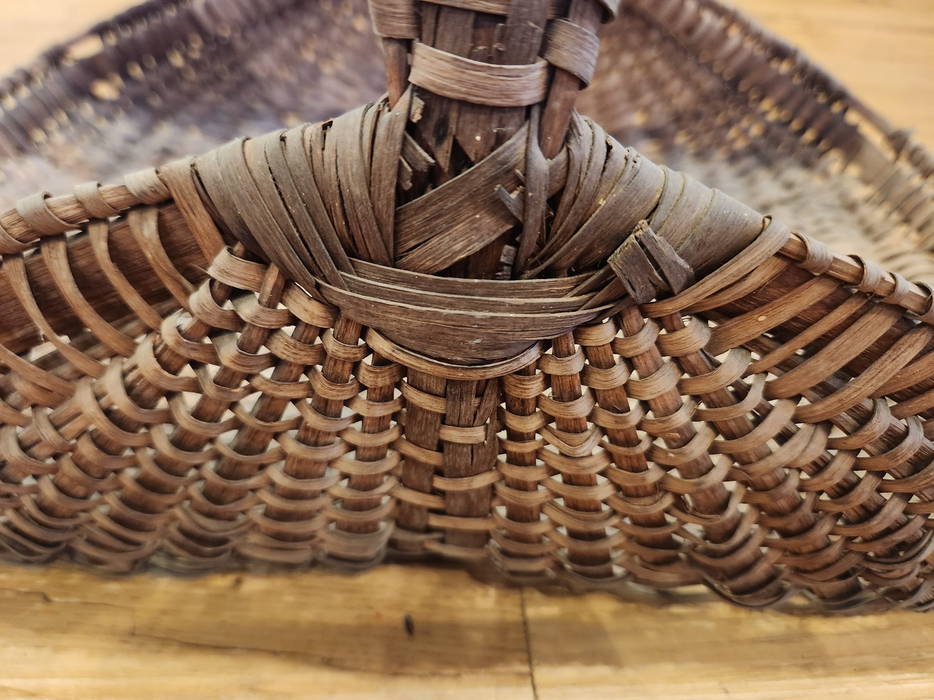 Antique Gathering Basket - Vintage Split Wood Woven Basket - Antique ...