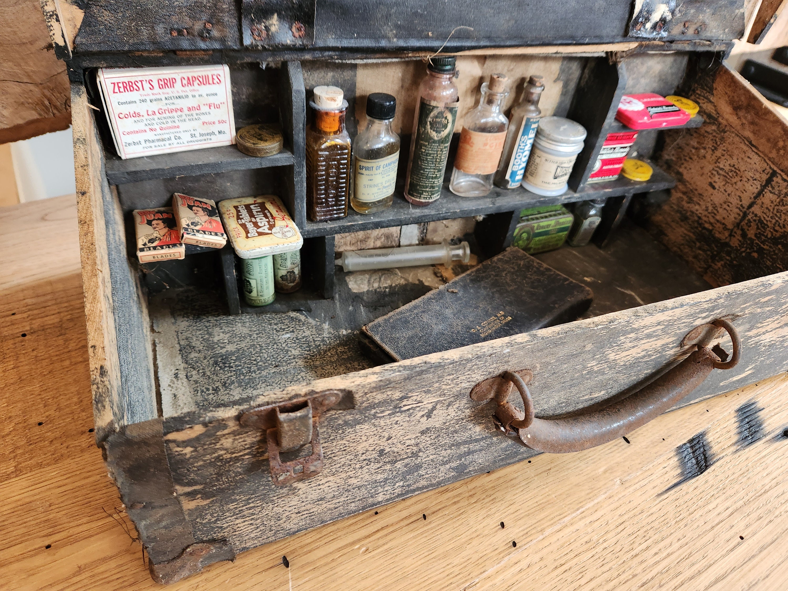 Apothecary Box With Handle Vintage Wooden Storage Box Antique Wood ...
