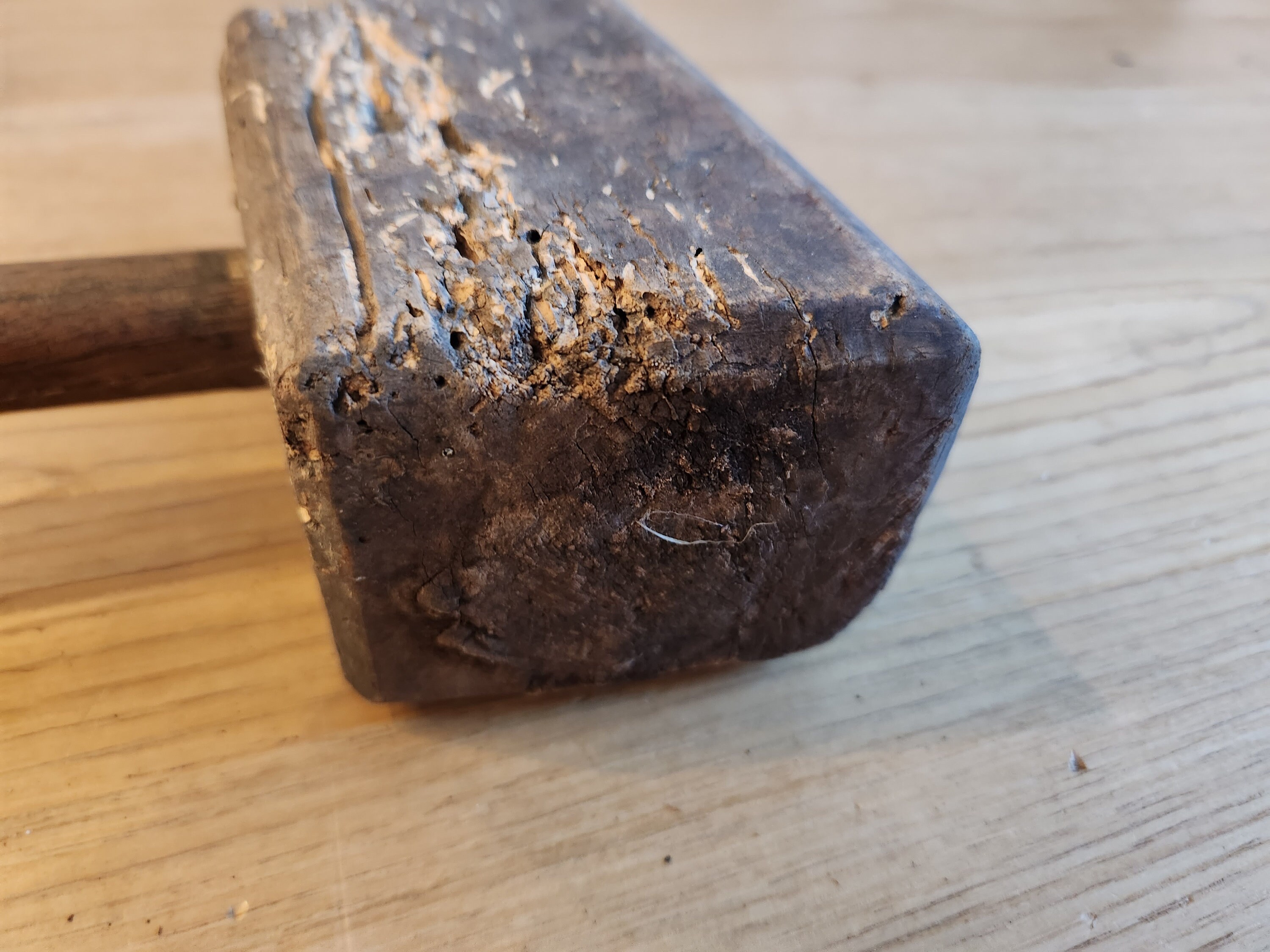 Antique Wooden Mallet - Rustic Hand Tool - Primitive Rectangular Head ...