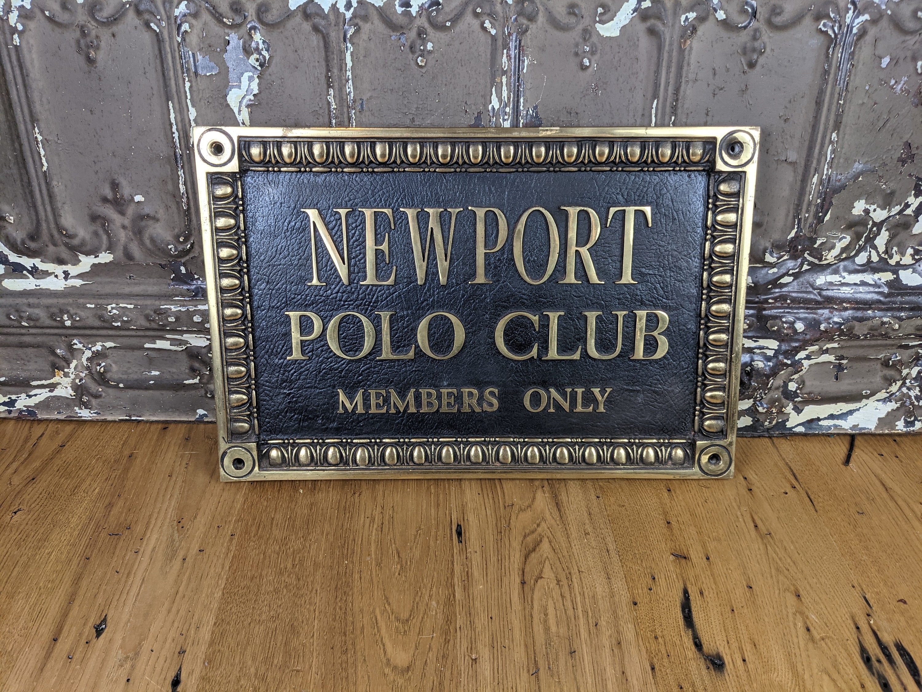 Solid Brass Vintage Newport Polo Club Sign - Man Cave - Advertising ...