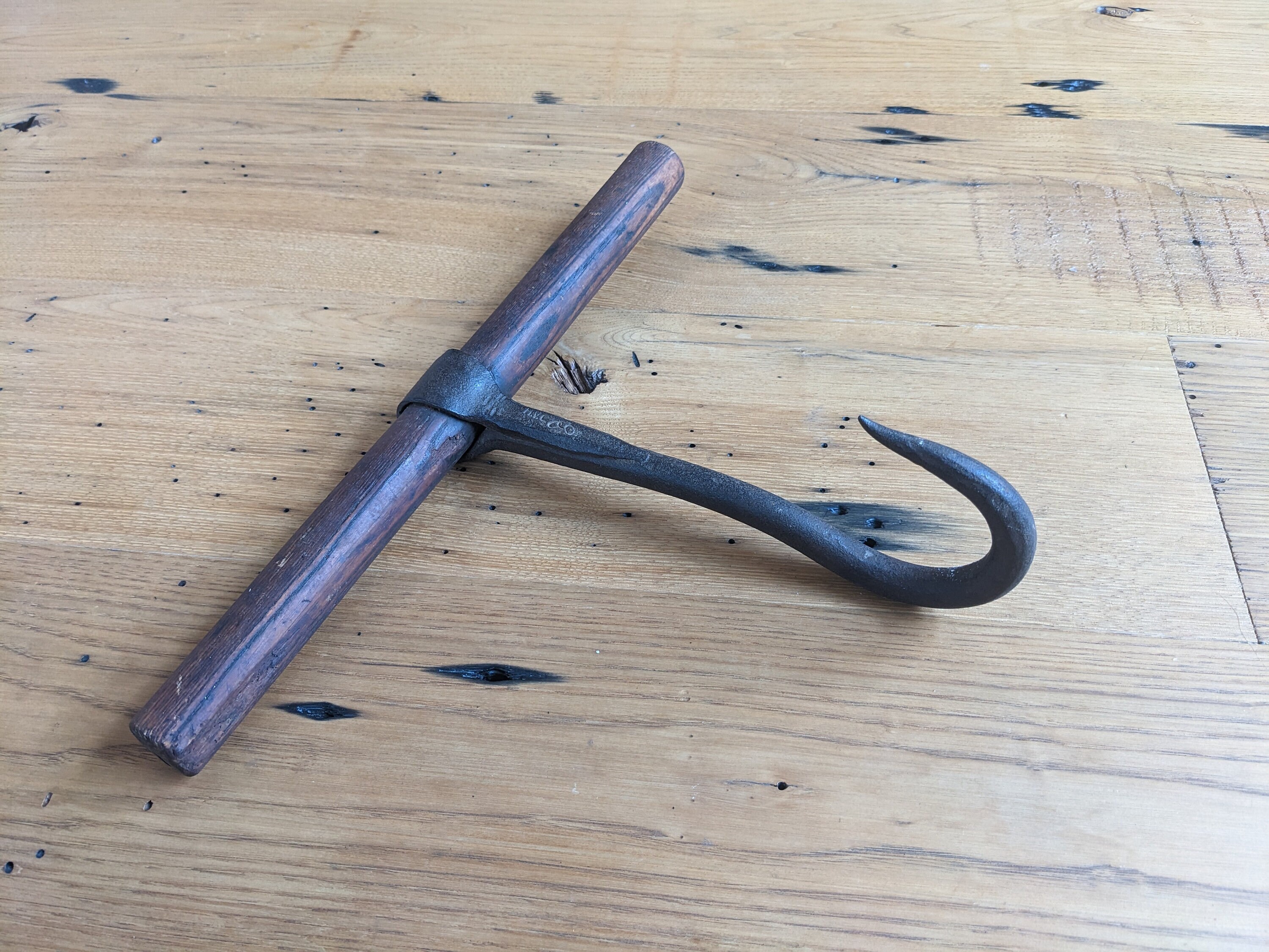 Vintage Hay Hook - Hand Forged Iron Tool - Antique Meat Hook - Vintage Ice Hook - Primitive Farm ...
