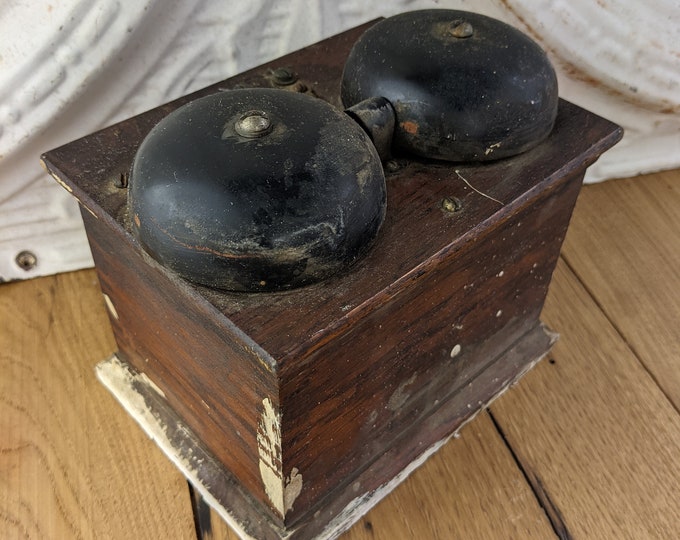 Vintage Phone Bell - 1920s Double Bell Telephone Ringer - Wooden Box ...