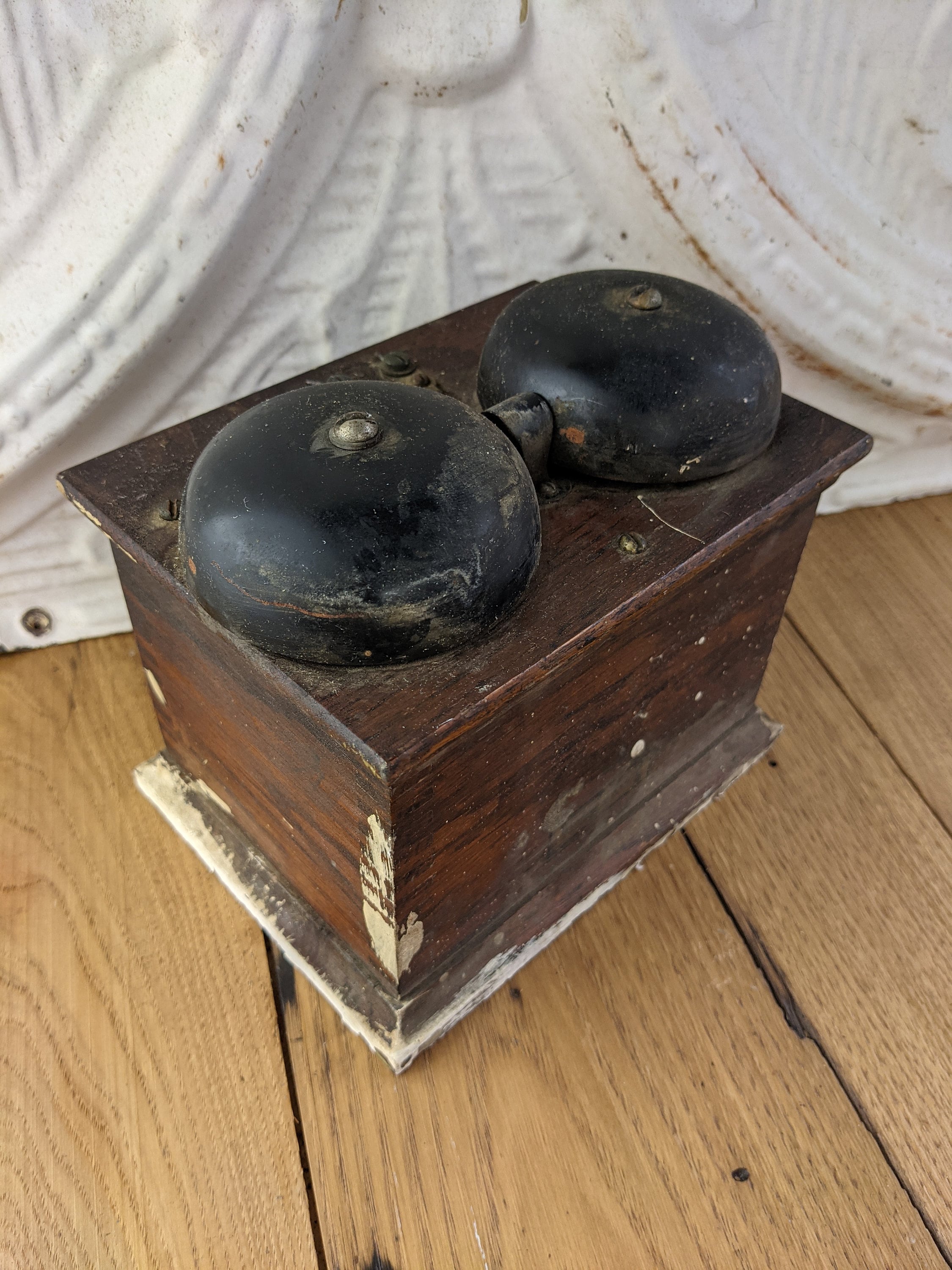 Vintage Phone Bell - 1920s Double Bell Telephone Ringer - Wooden Box ...