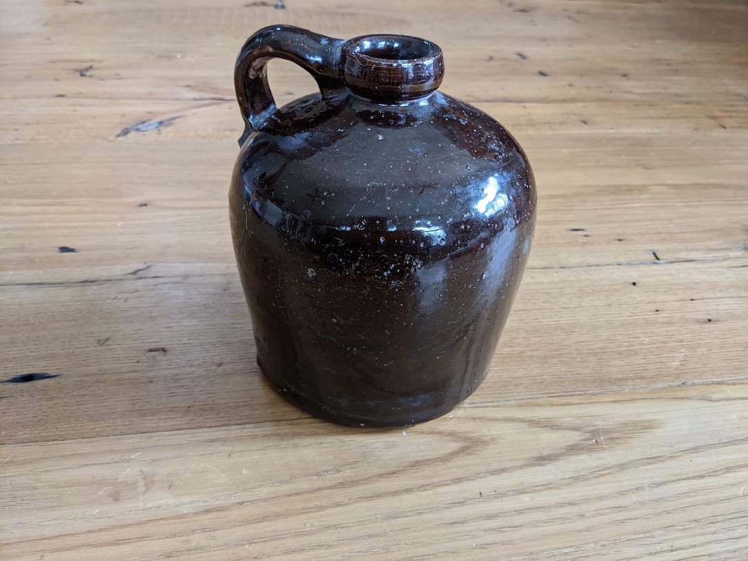 Crock Jug - Brown Stoneware - Antique Dipped Stoneware - Whiskey Jug ...