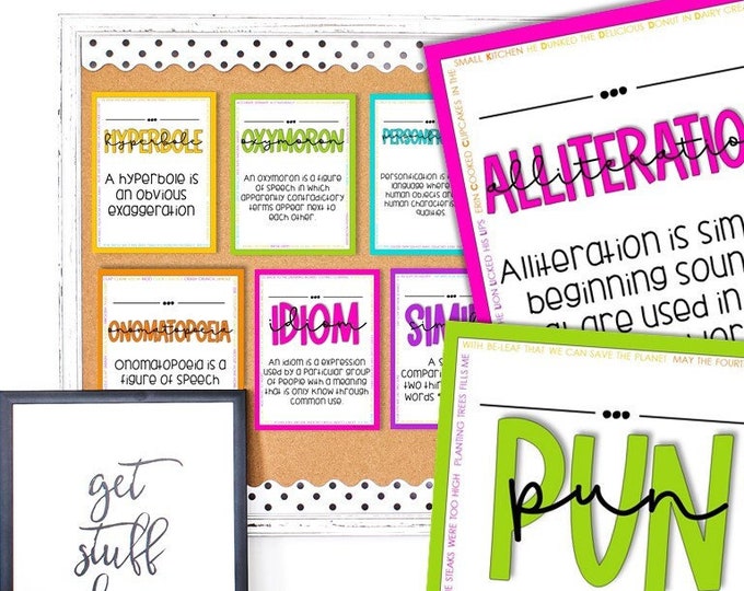 Figurative Language Posters ELA Bulletin Board Set Brights - Etsy