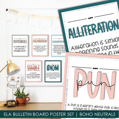 Figurative Language Posters ELA Bulletin Board Set Boho - Etsy