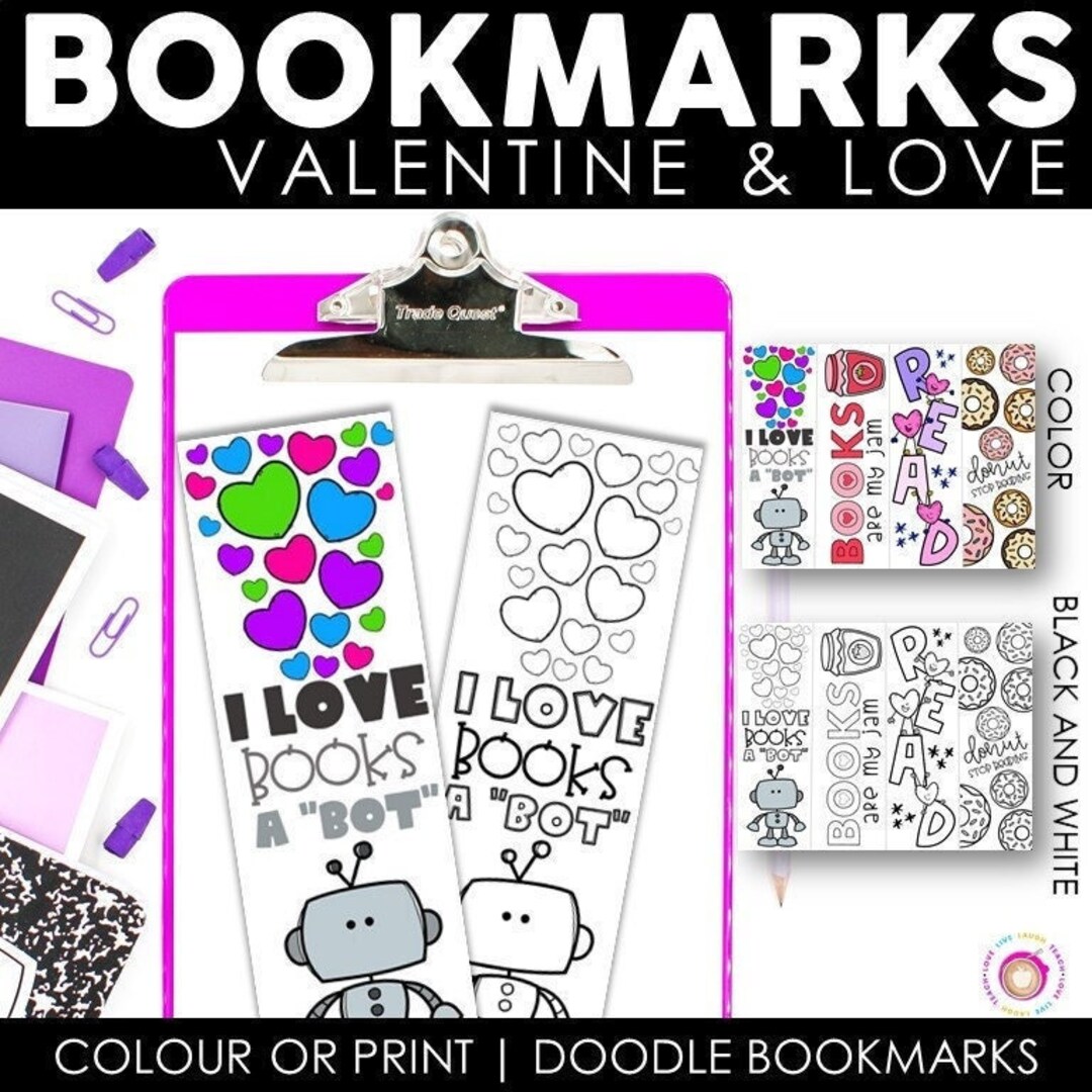 Doodle Bookmarks | Valentine's Day | - Etsy
