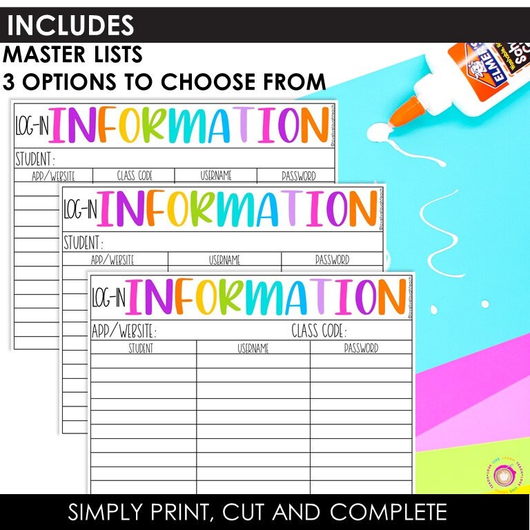 Editable Student Log in Cards | Usernames and Passwords | Classroom ...